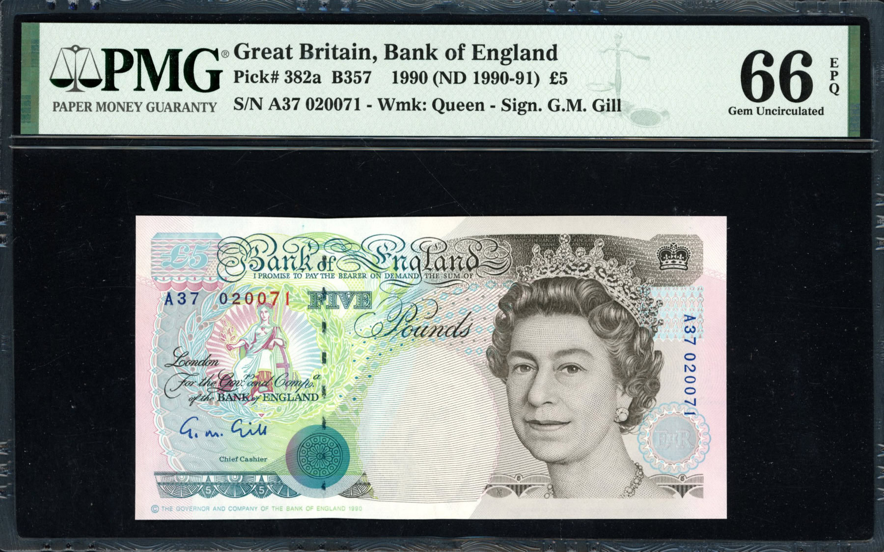 Great Britain 1990 (ND 1990-91) £5 Bank of England Note SCWPM-382a PMG ...