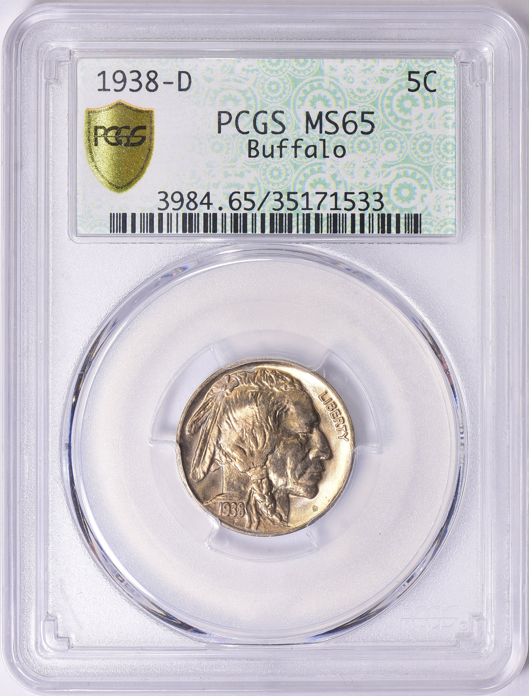 1938-D Buffalo Nickel PCGS MS-65 (Green Doily Retro Label) (Item 1660070) | GreatCollections ...