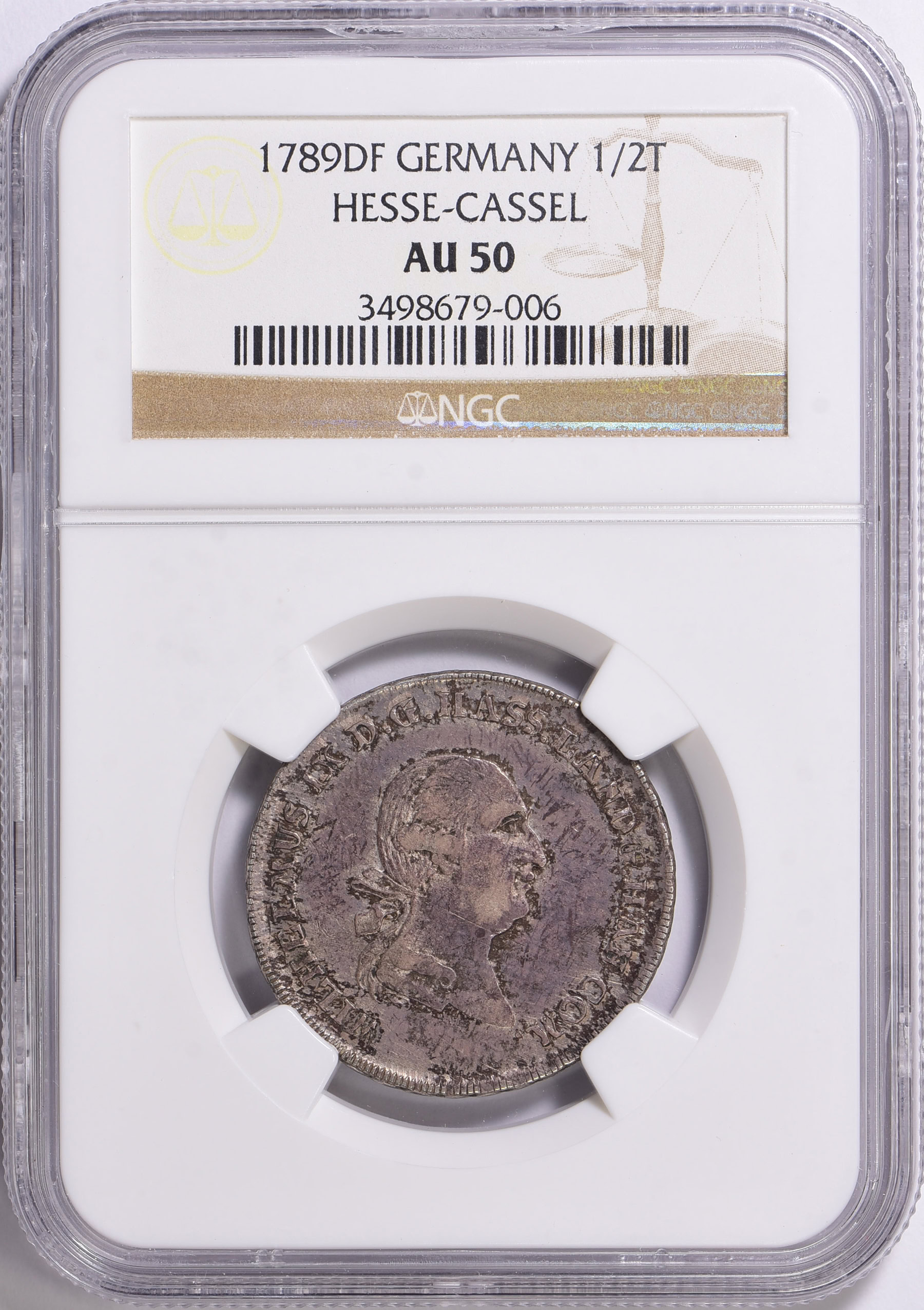 Germany - Hesse-Cassel 1789-DF Silver 1/2 Thaler KM-534 NGC AU-50 | NGC ...