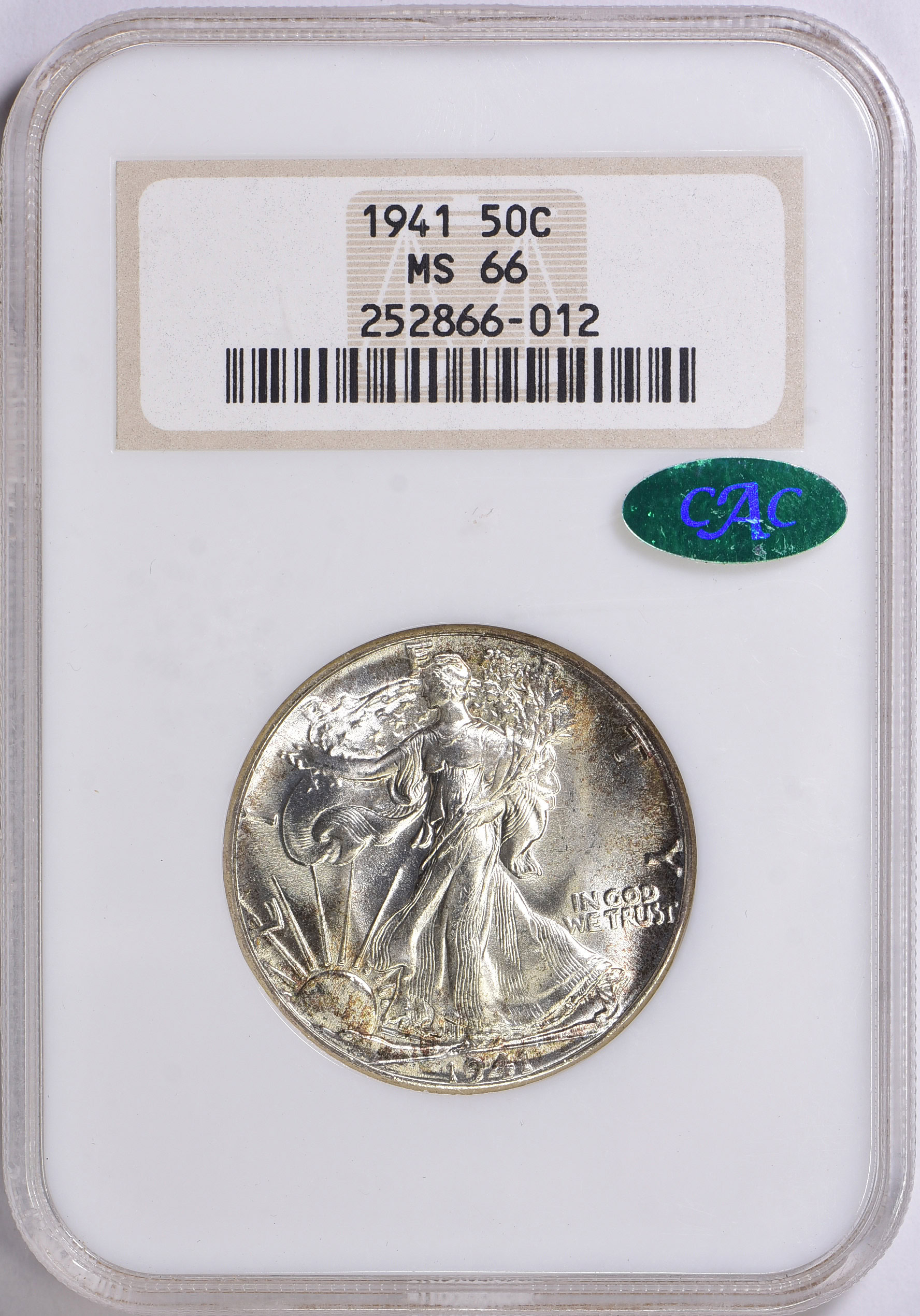1941 Walking Liberty Half Dollar NGC MS-66 (CAC Green) OH (Toned) (Item 1660178 ...