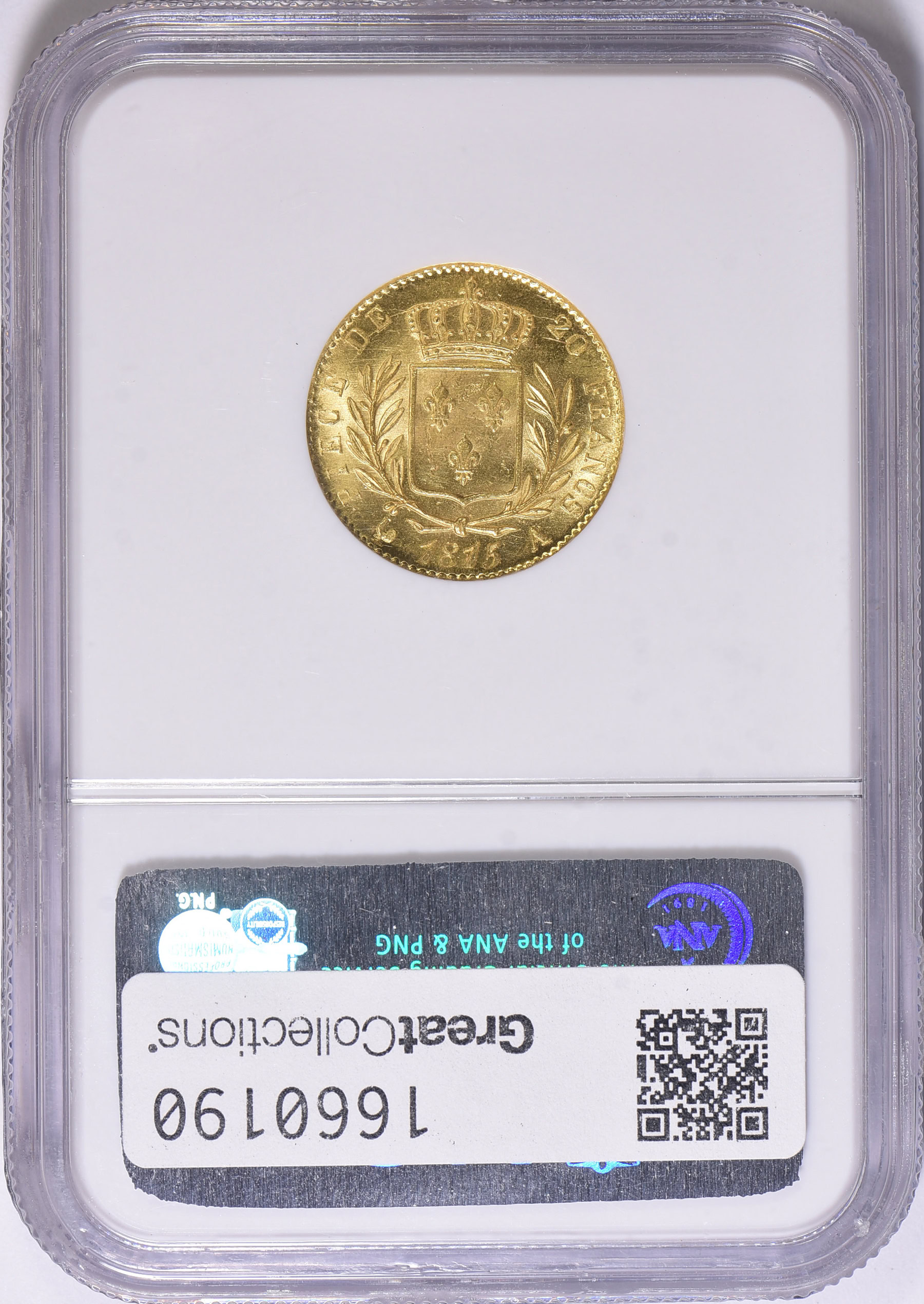 France 1815-A Gold 20 Francs Louis XVIII KM-706.1 NGC MS-63 (AGW = 0.1867 oz.) (Item 1660190 ...
