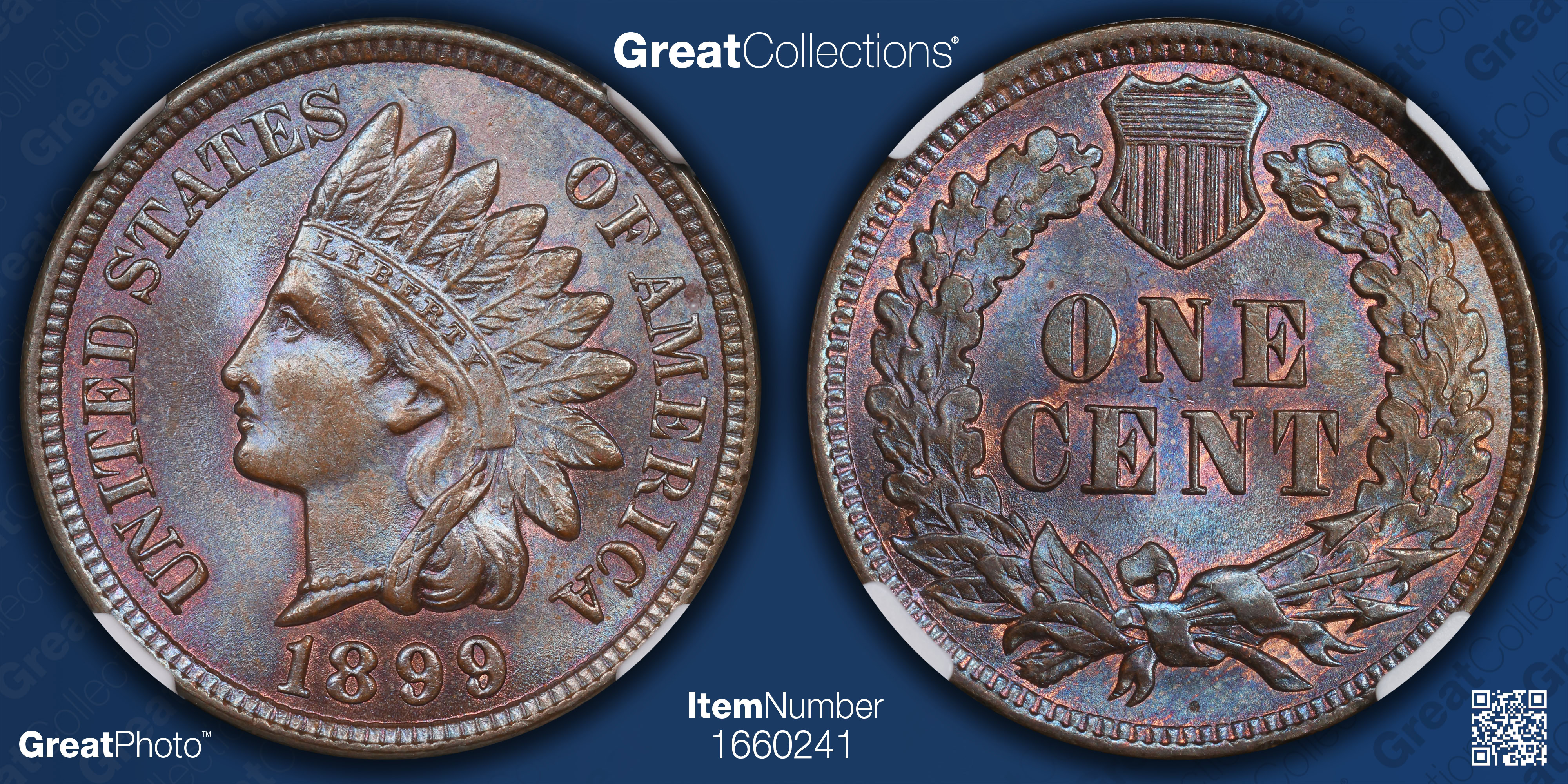 1899 Indian Cent NGC MS-64 BN (Toned) (Item 1660241) | GreatCollections ...