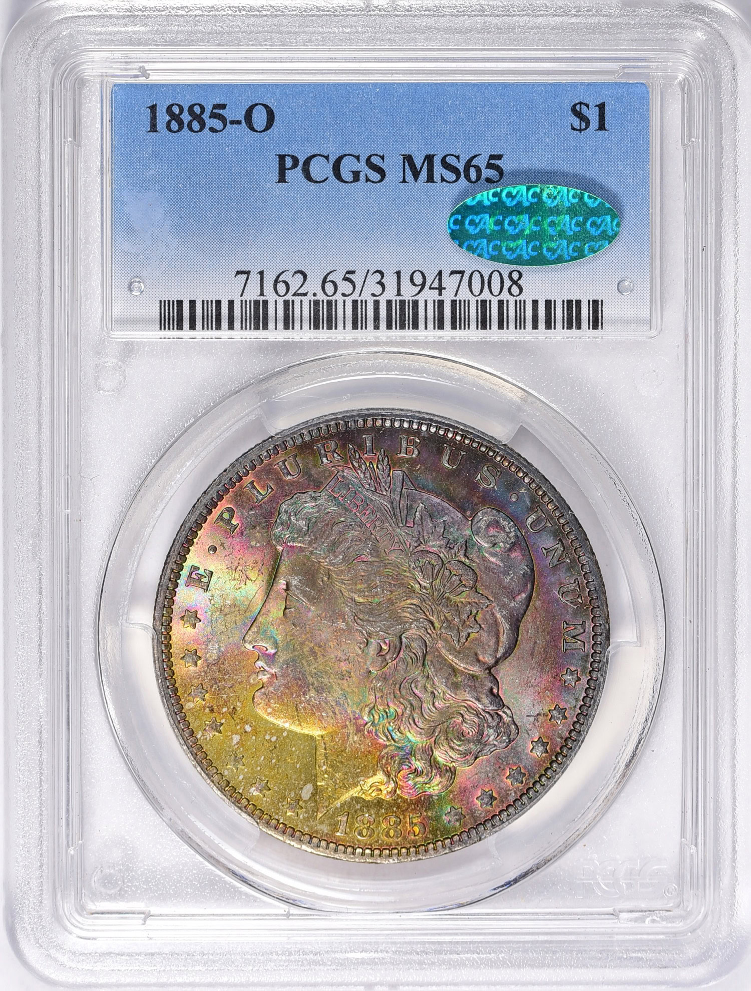 1885-O Morgan Silver Dollar PCGS MS-65 (CAC Green) (Toned) (Item 1660259) | GreatCollections ...