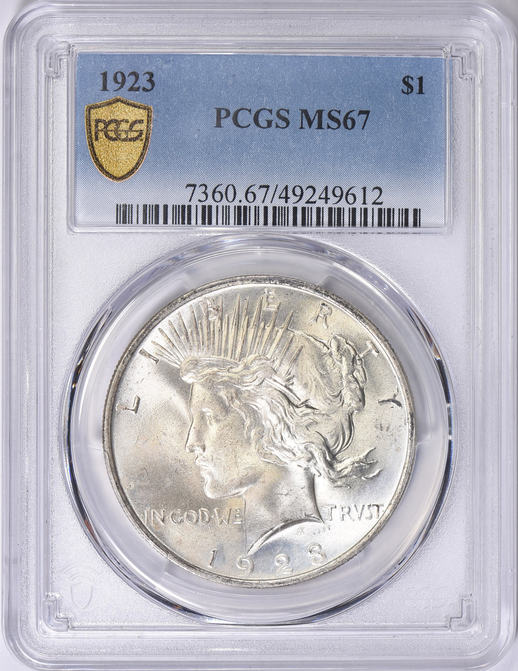 1923 Peace Silver Dollar PCGS MS-67 (Item 1660312) | GreatCollections Coin Auctions