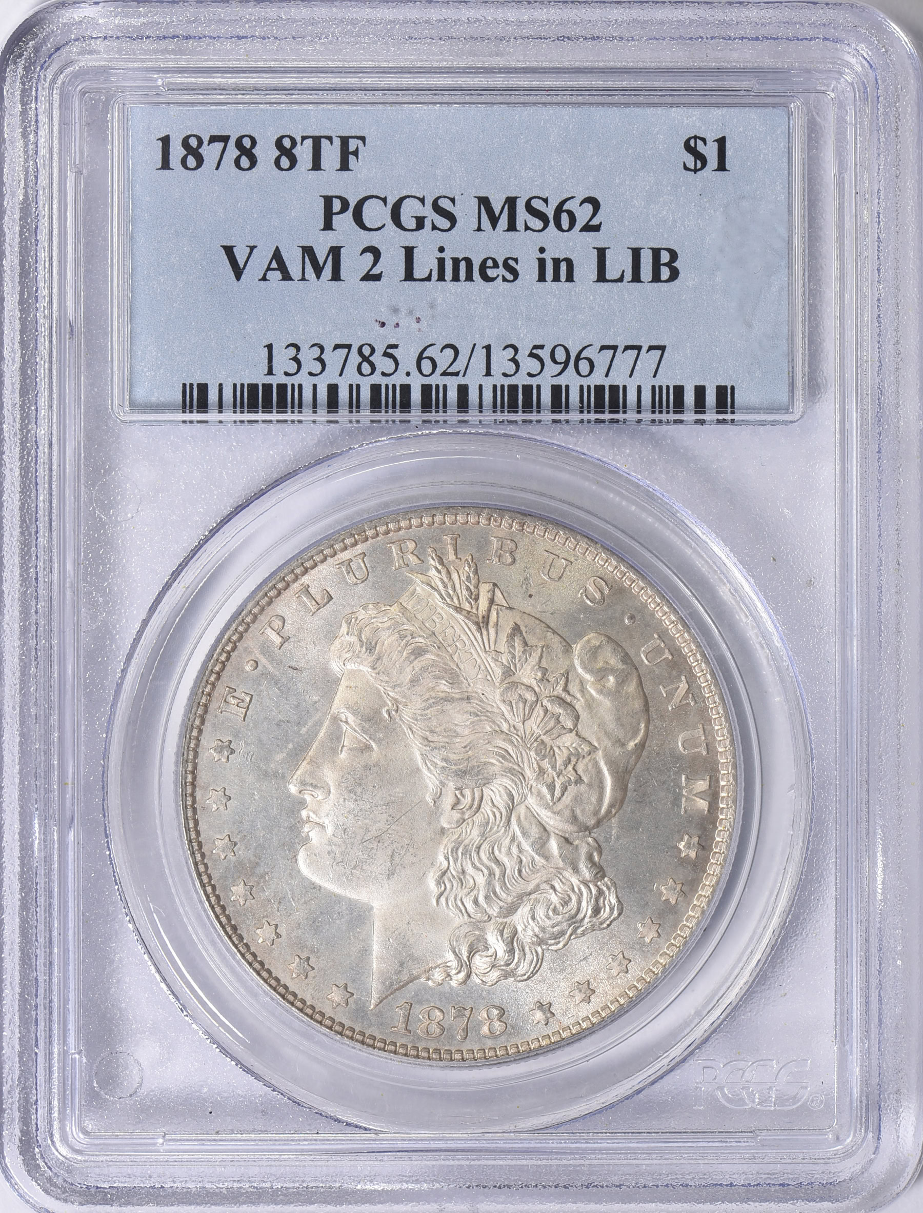 1878 8TF Morgan Silver Dollar Lines in LIB VAM-2 PCGS MS-62 (Item 1660319) | GreatCollections ...