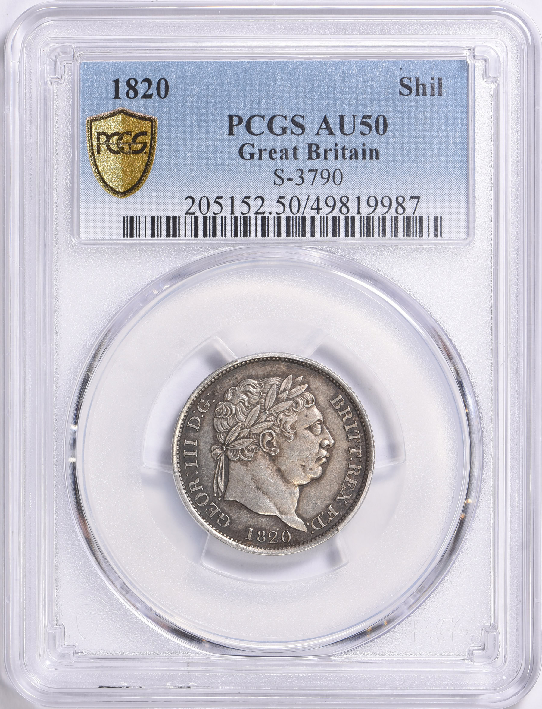 Great Britain 1820 Silver Shilling KM-666 PCGS AU-50 (Item 1660712 ...