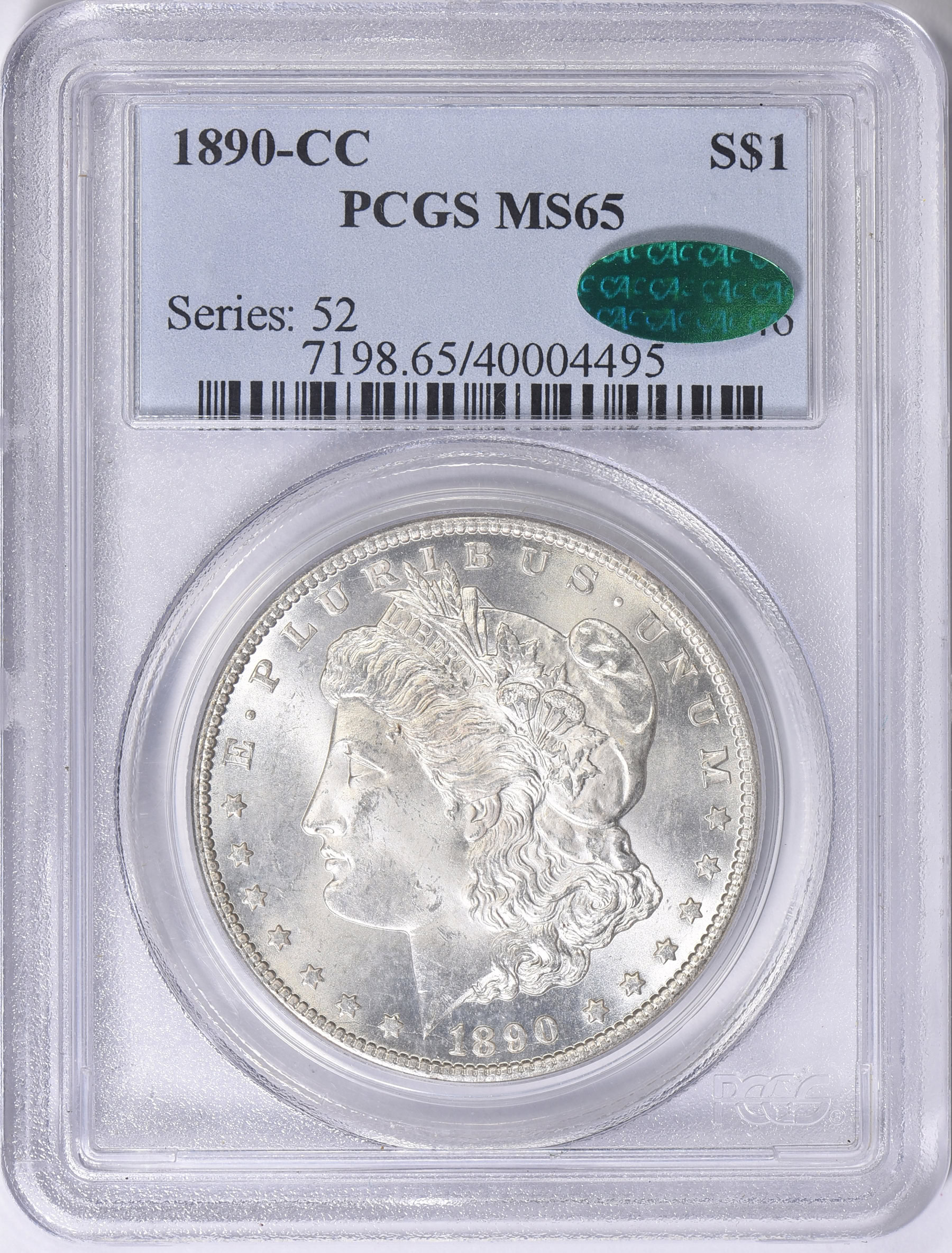 1890-CC Morgan Silver Dollar PCGS MS-65 (CAC Green) (Item 1660795) | GreatCollections Coin Auctions