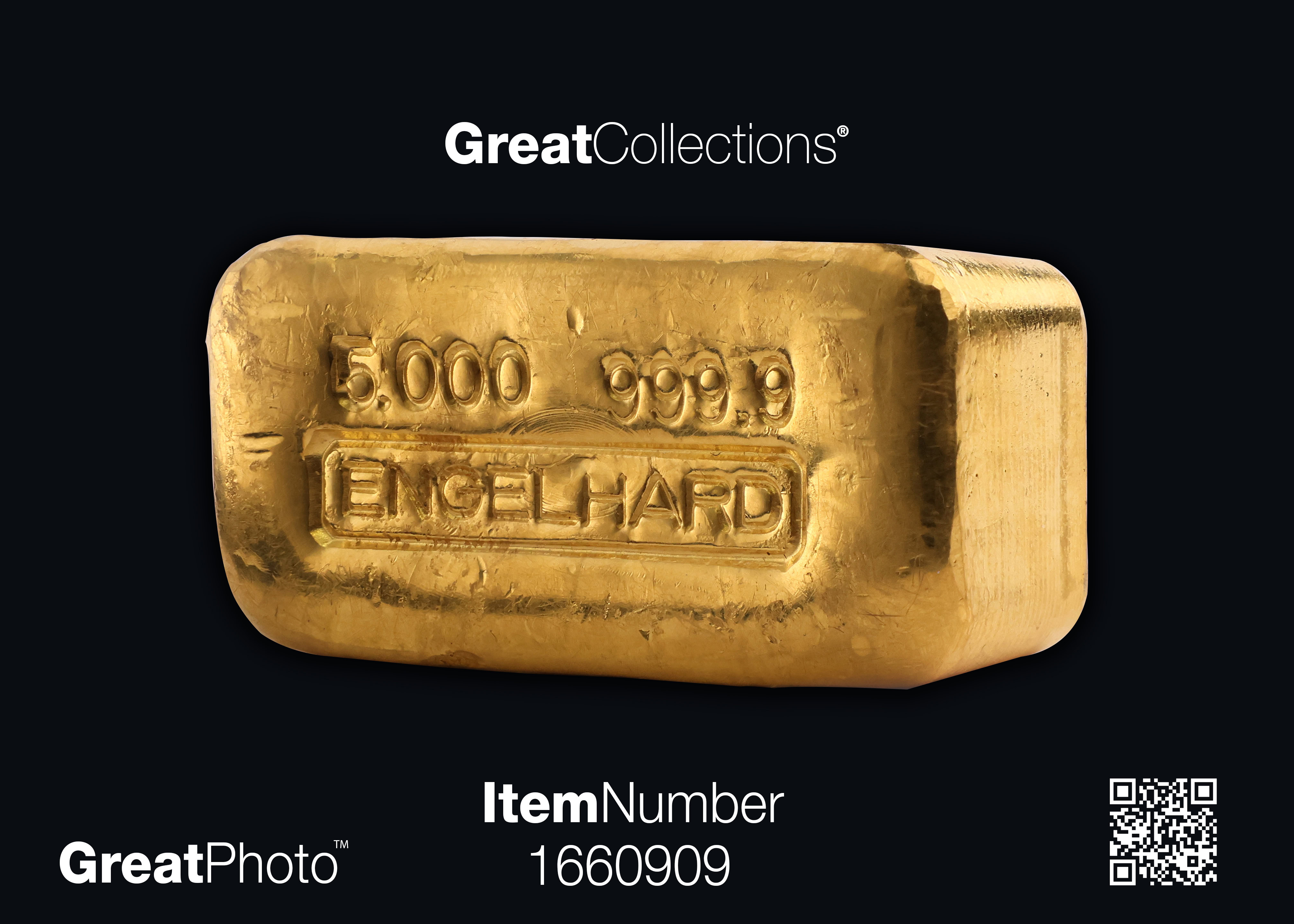 ND Gold 5oz Engelhard Ingot/Bar Uncertified (AGW = 4.995 oz.) | Cert #n ...