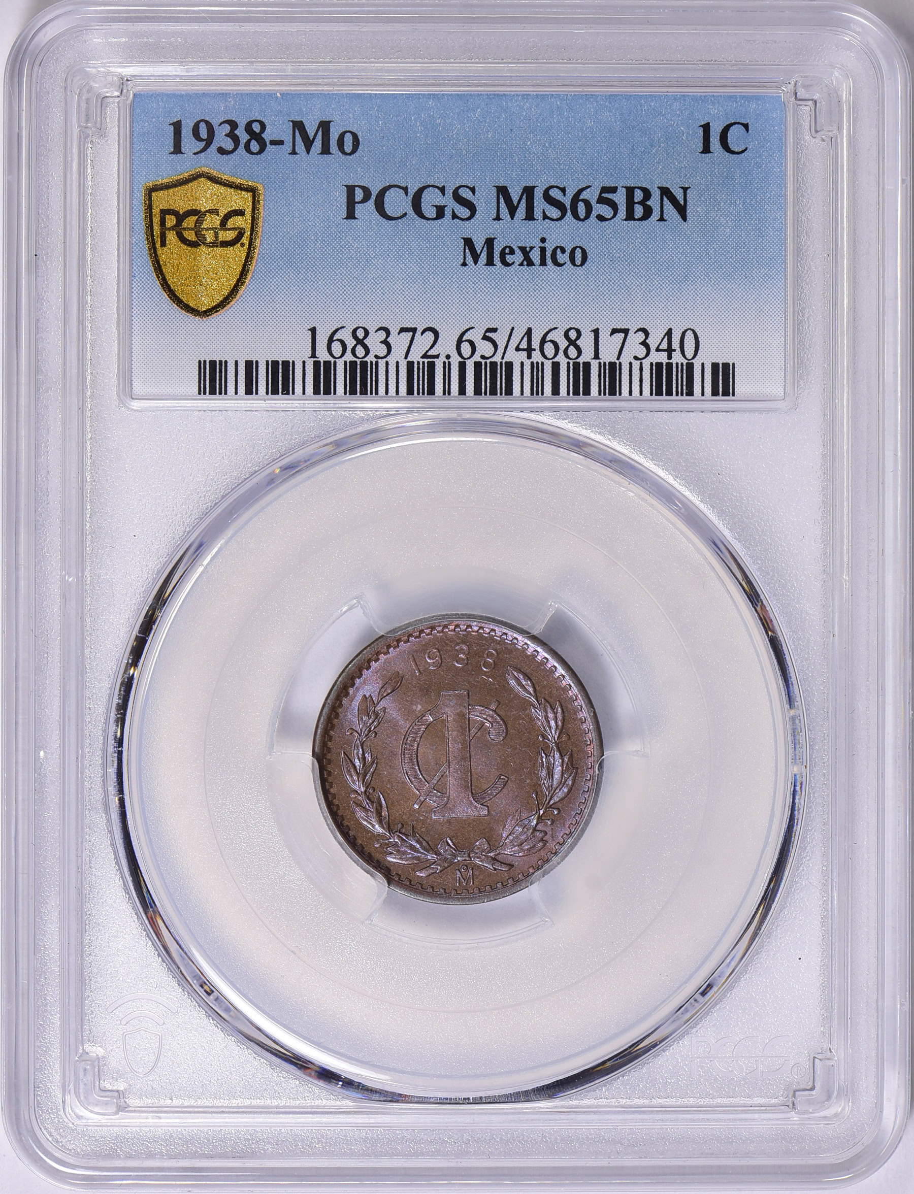 Mexico 1938-Mo Centavo KM-415 PCGS MS-65 BN (Toned) (Item 1661024) | GreatCollections Coin Auctions