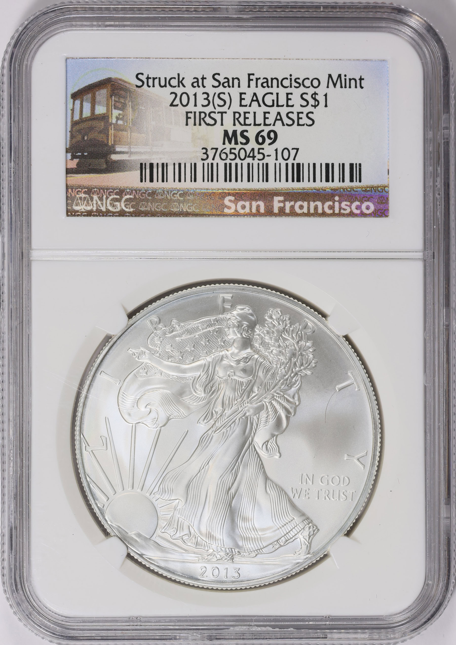 2013-(S) $1 Silver Eagle First Releases Struck at San Francisco NGC MS-69 (Trolley Label) (Item ...