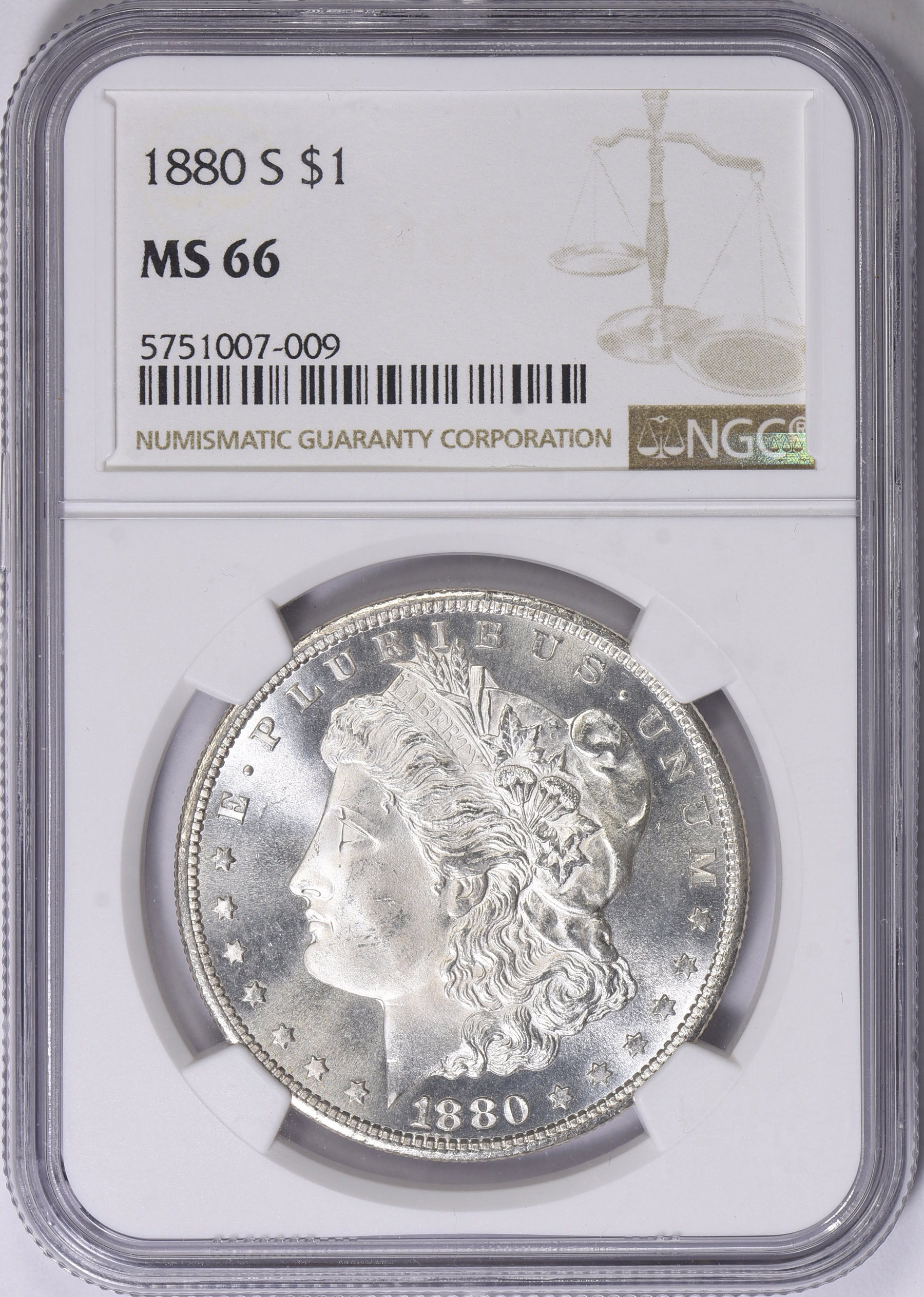1880-S Morgan Silver Dollar NGC MS-66 (Item 1661230) | GreatCollections Coin Auctions