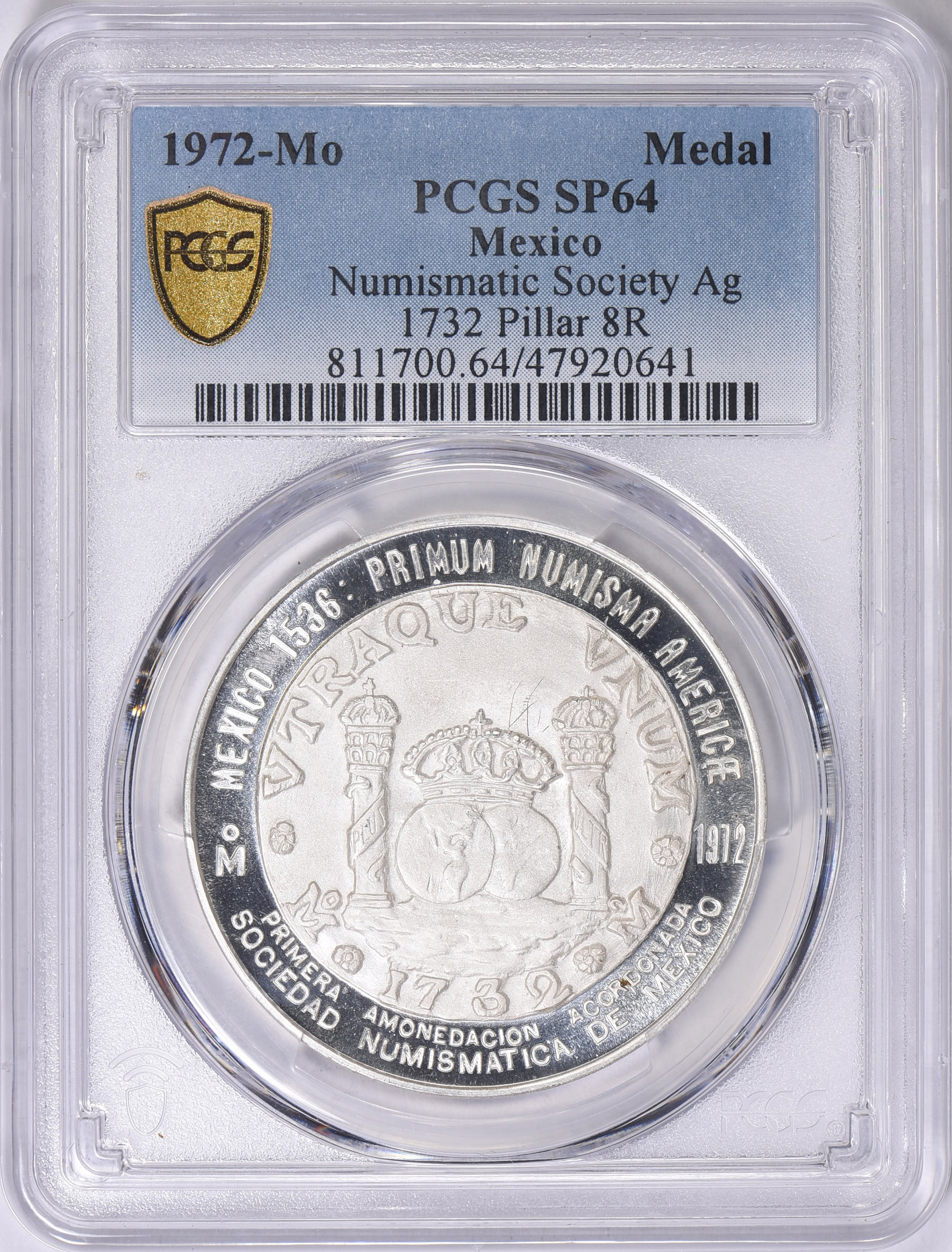 Mexico 1972-Mo Silver 38mm Sociedad Numismatica de Mexico Medal 1732 ...