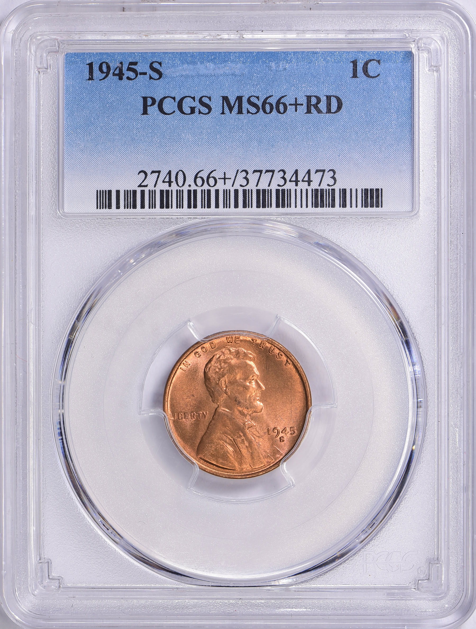 1945-S Lincoln Cent PCGS MS-66+ RD (Item 1661327) | GreatCollections Coin Auctions