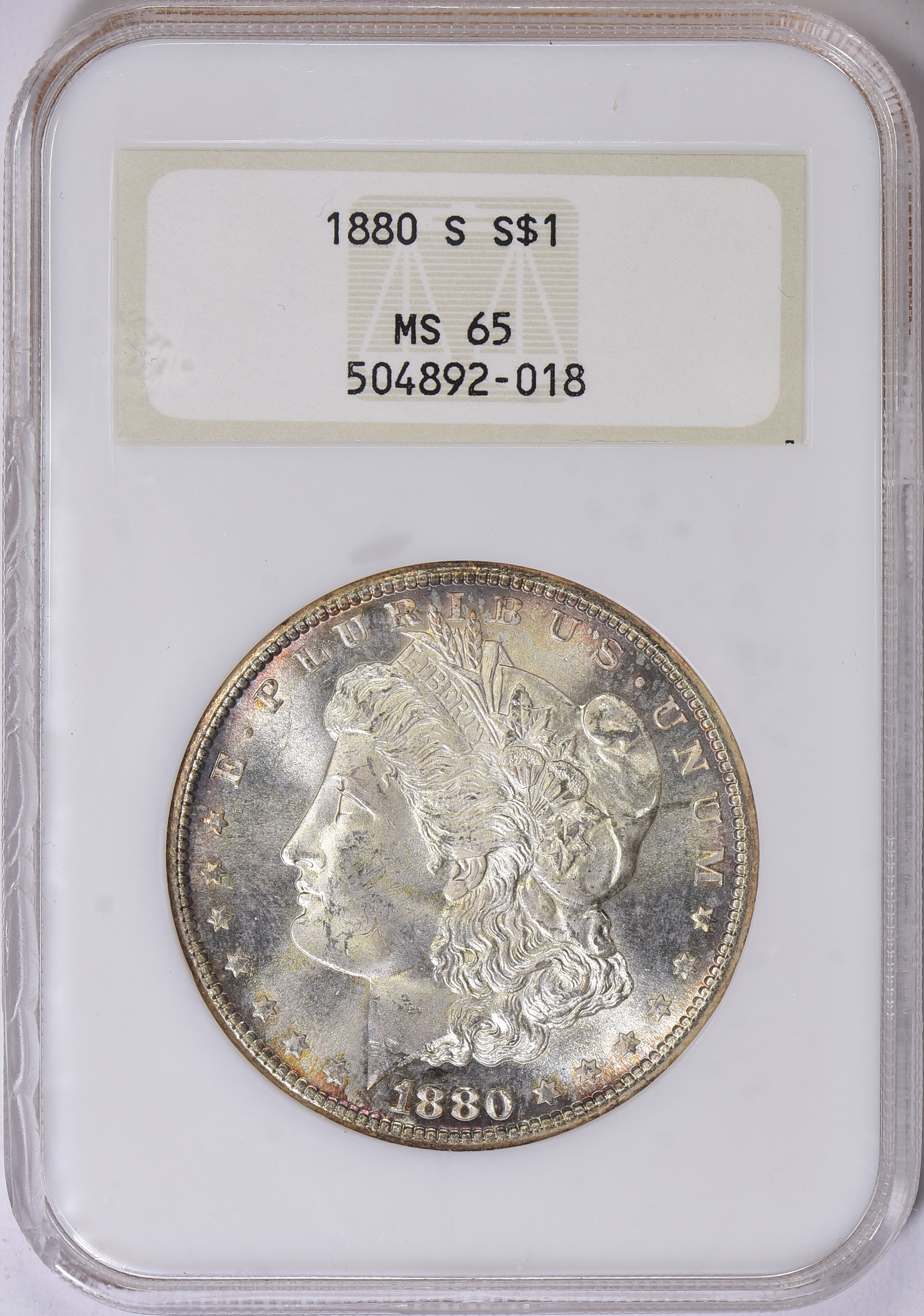 1880-S Morgan Silver Dollar NGC MS-65 OH (Toned) (Item 1661384) | GreatCollections Coin Auctions