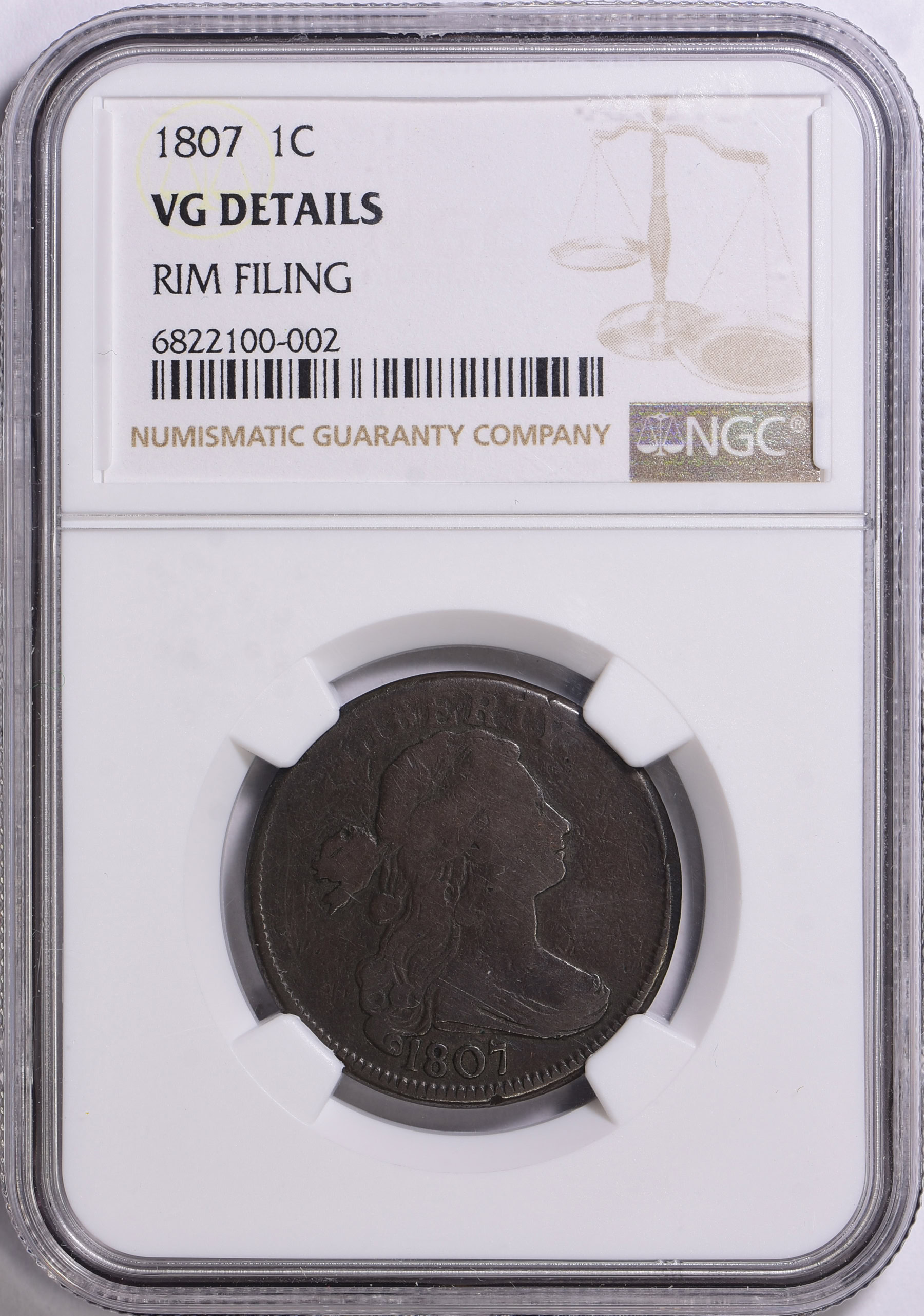 1807 Draped Bust Cent NGC VG Details (Item 1661441) | GreatCollections ...