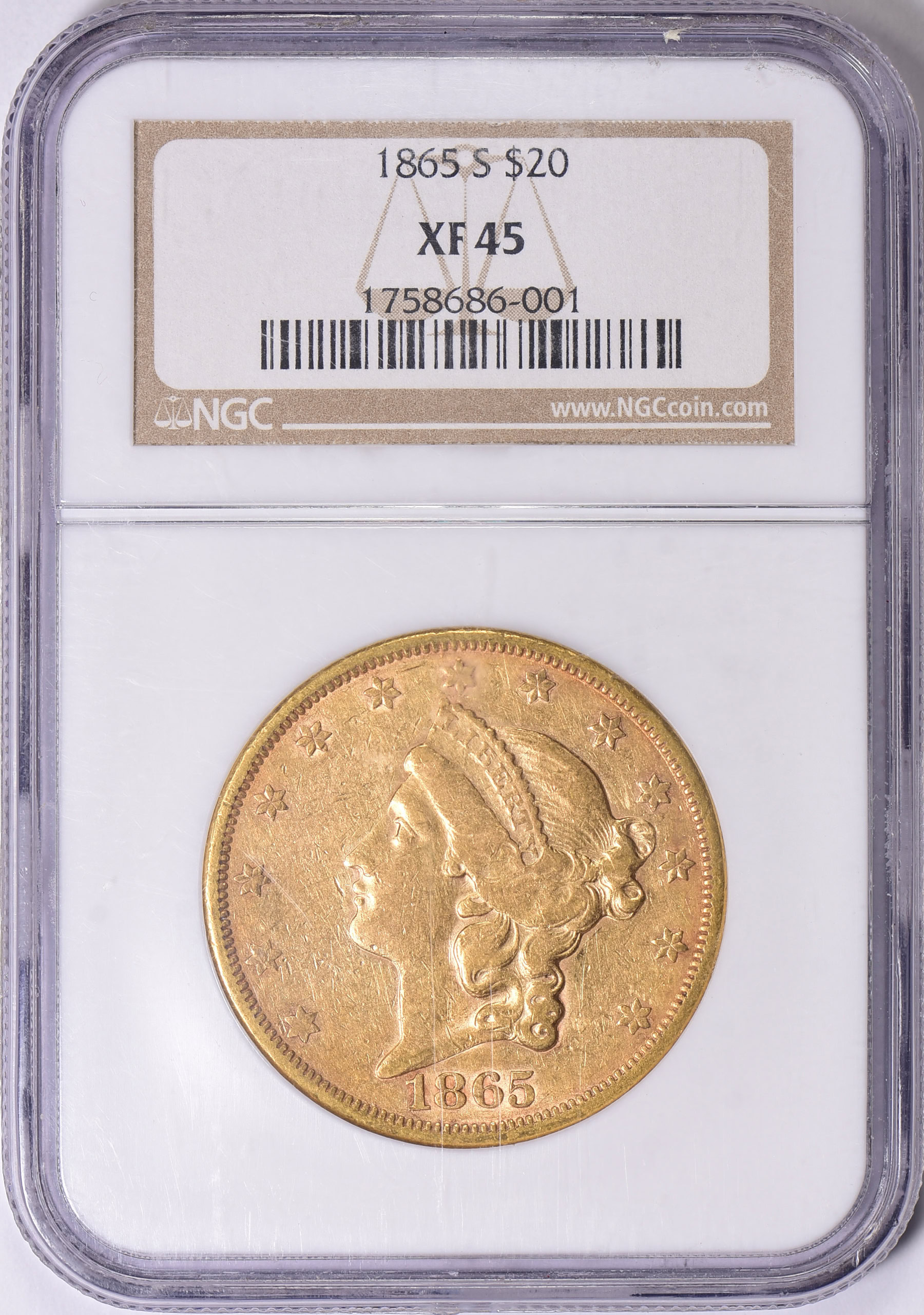 1865-S Liberty Gold Double Eagle NGC XF-45 (Item 1661585 ...