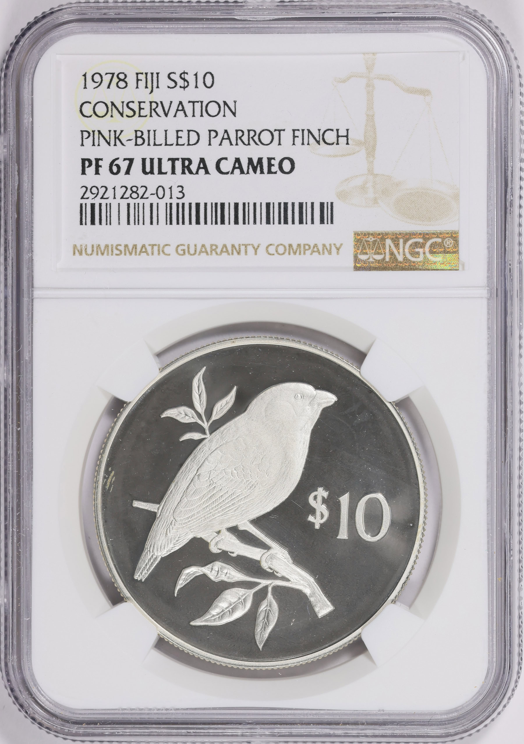 Fiji 1978 Silver $10 Pink-Billed Parrot Finch KM-41a NGC Proof-67 UC ...