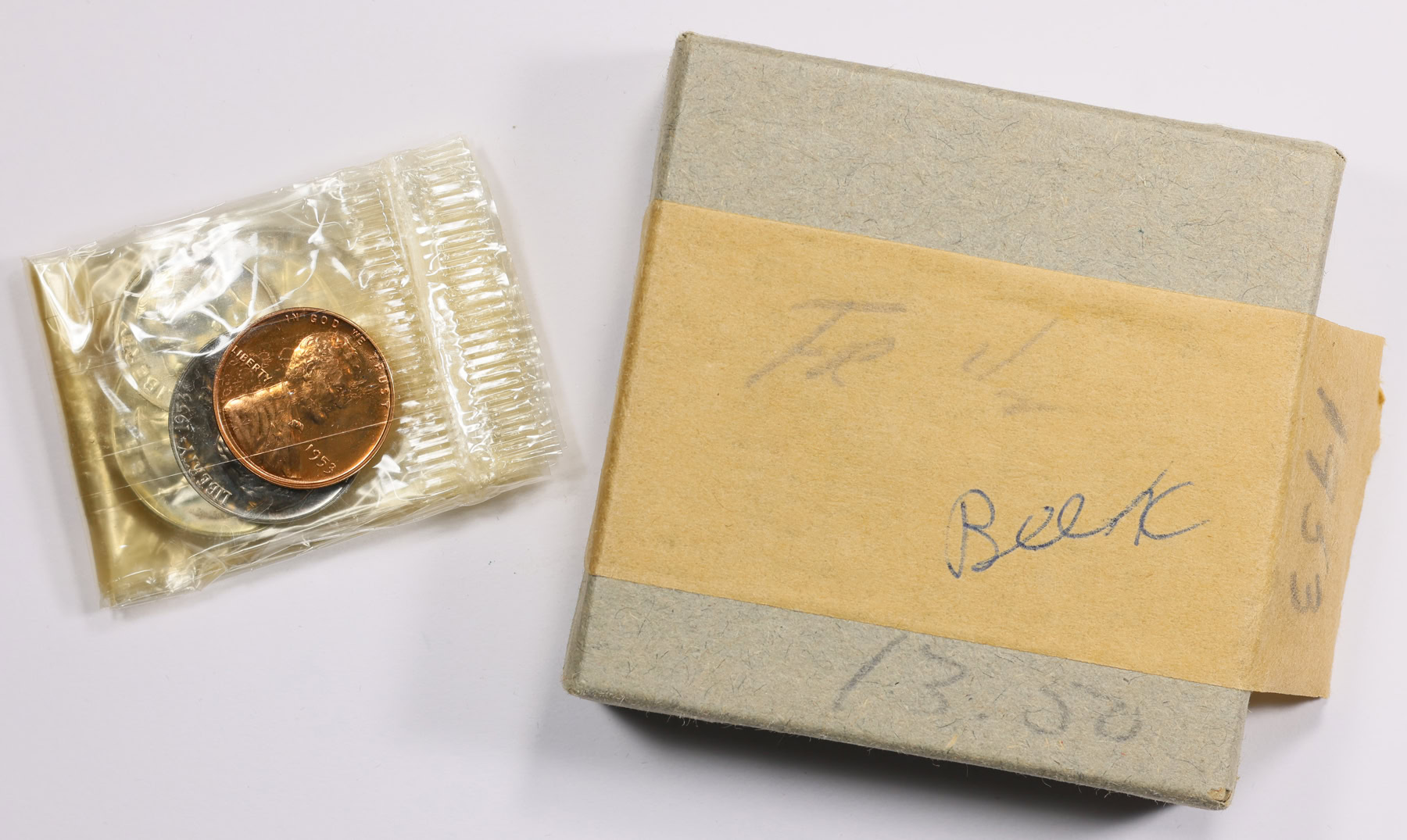 1953 1c-50c U.S. Mint Proof Set Uncertified in Original Box of Issue (5 ...