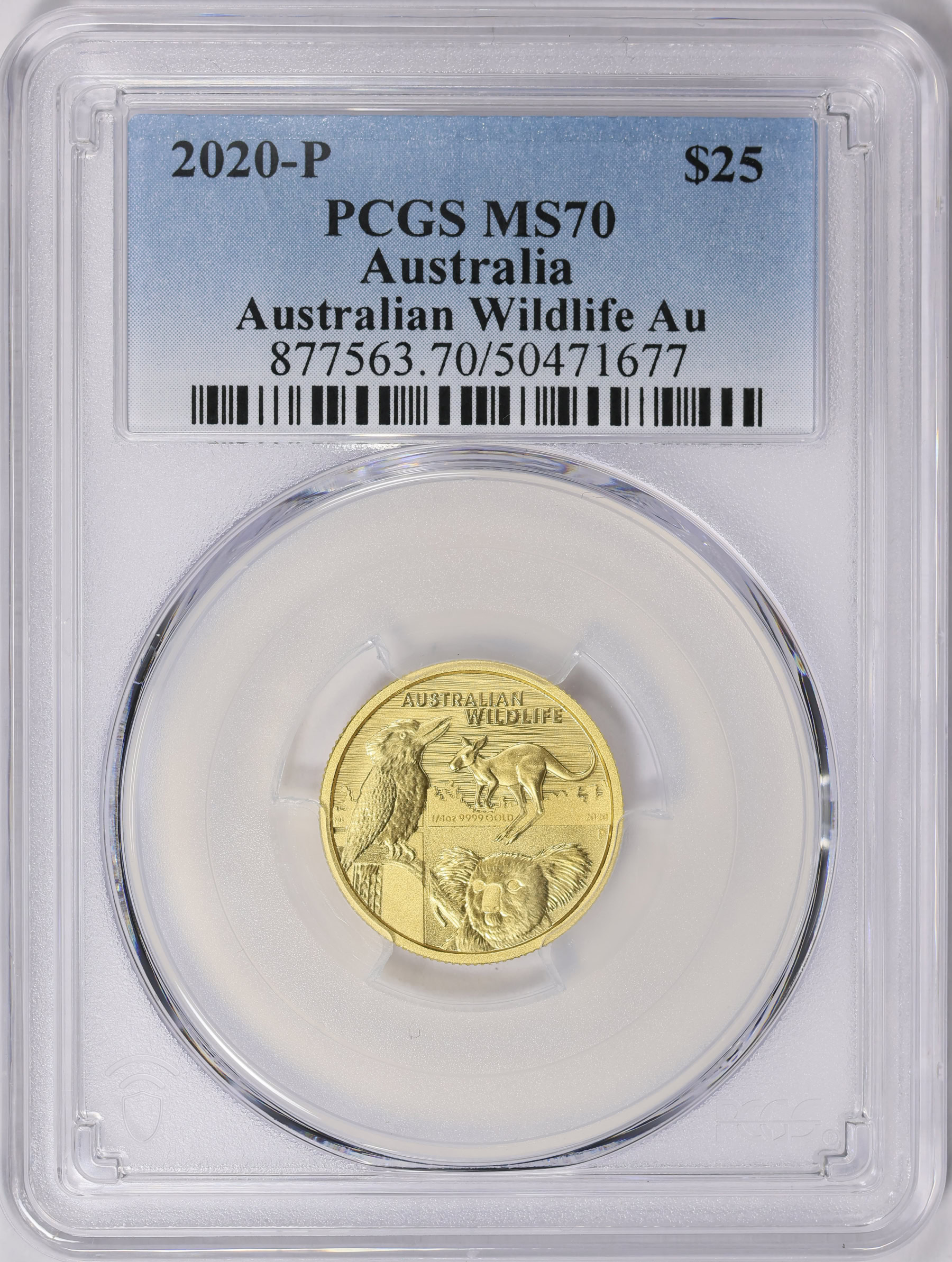 Australia 2020-P Gold $25 Australian Wildlife KM-3966 PCGS MS-70 (AGW = 0.2499 Oz.) (Item ...