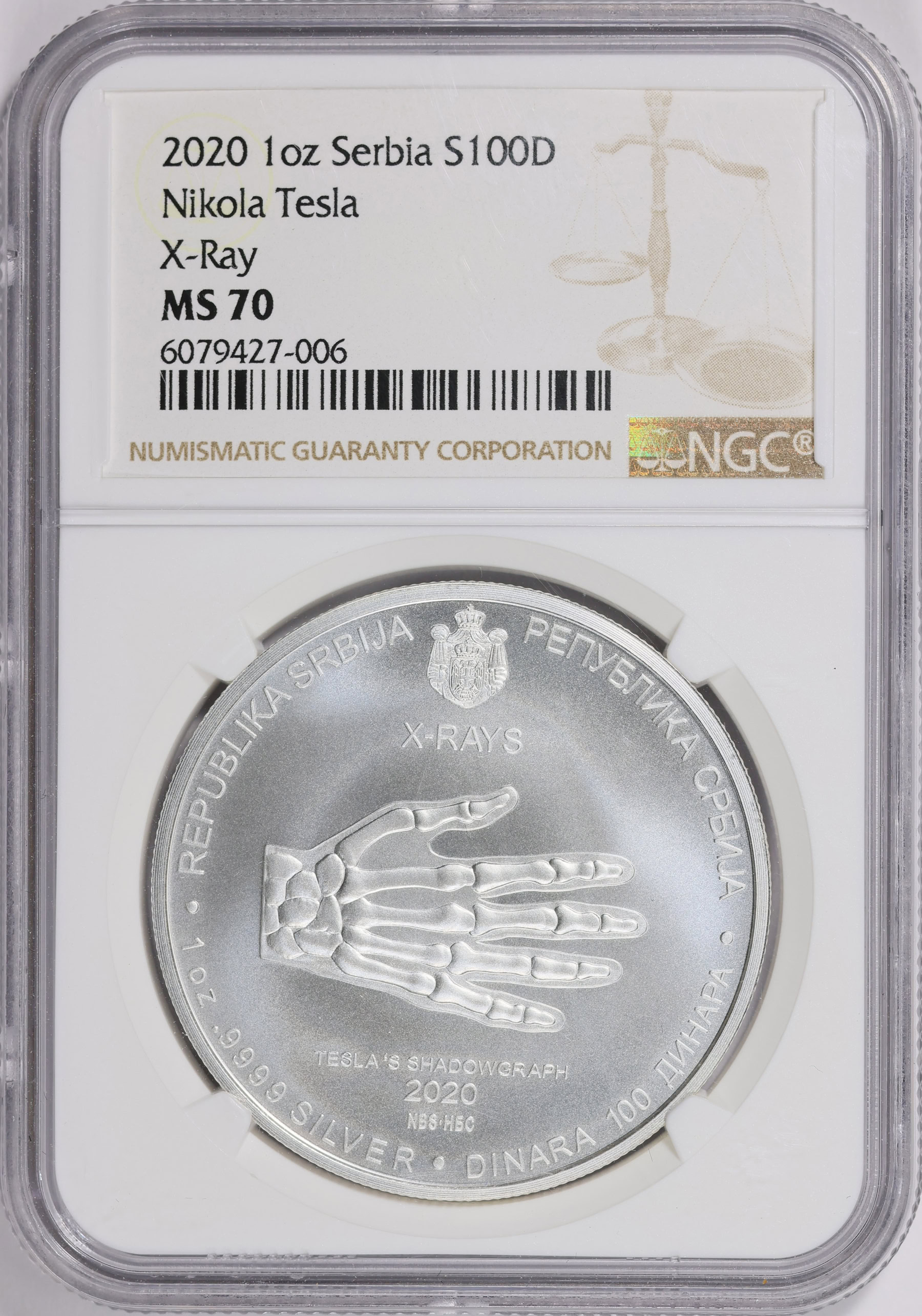 Serbia 2020 Silver 100 Dinars Nikola Tesla X-Ray NGC MS-70 (Item ...