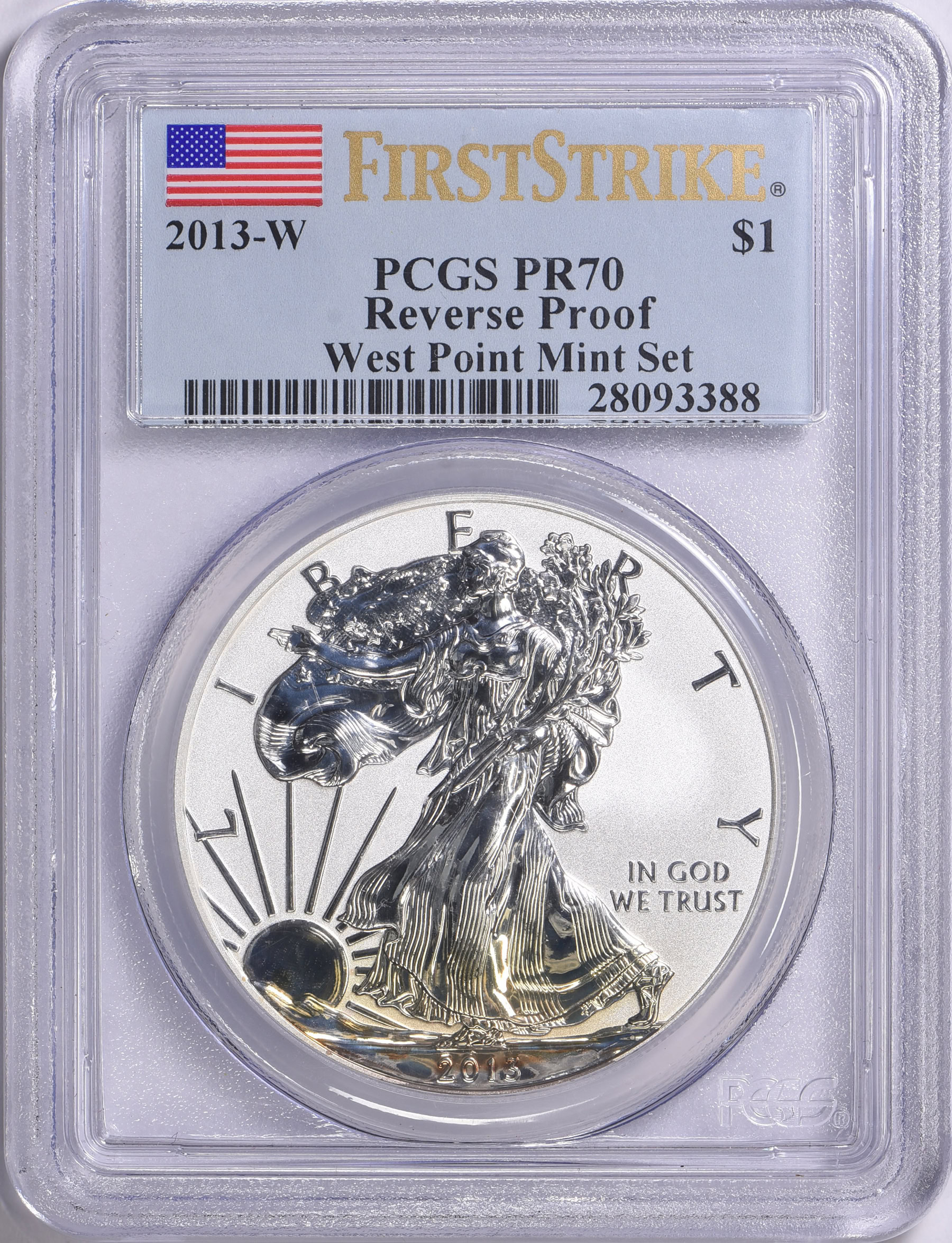 2013-W $1 Silver Eagle First Strike Reverse Proof PCGS Proof-70 (Toned ...