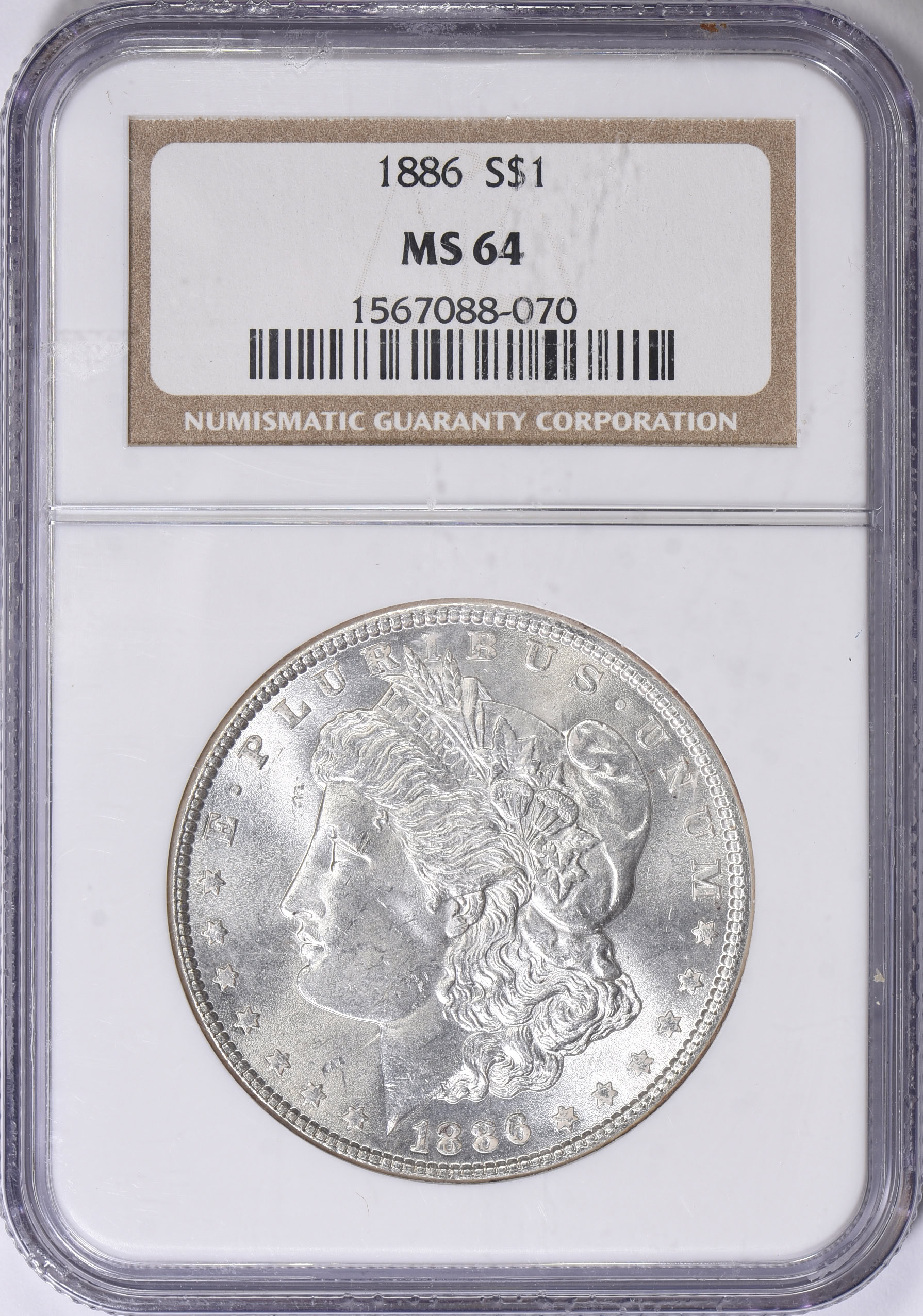 1886 Morgan Silver Dollar NGC MS-64 (Item 1662317) | GreatCollections Coin Auctions