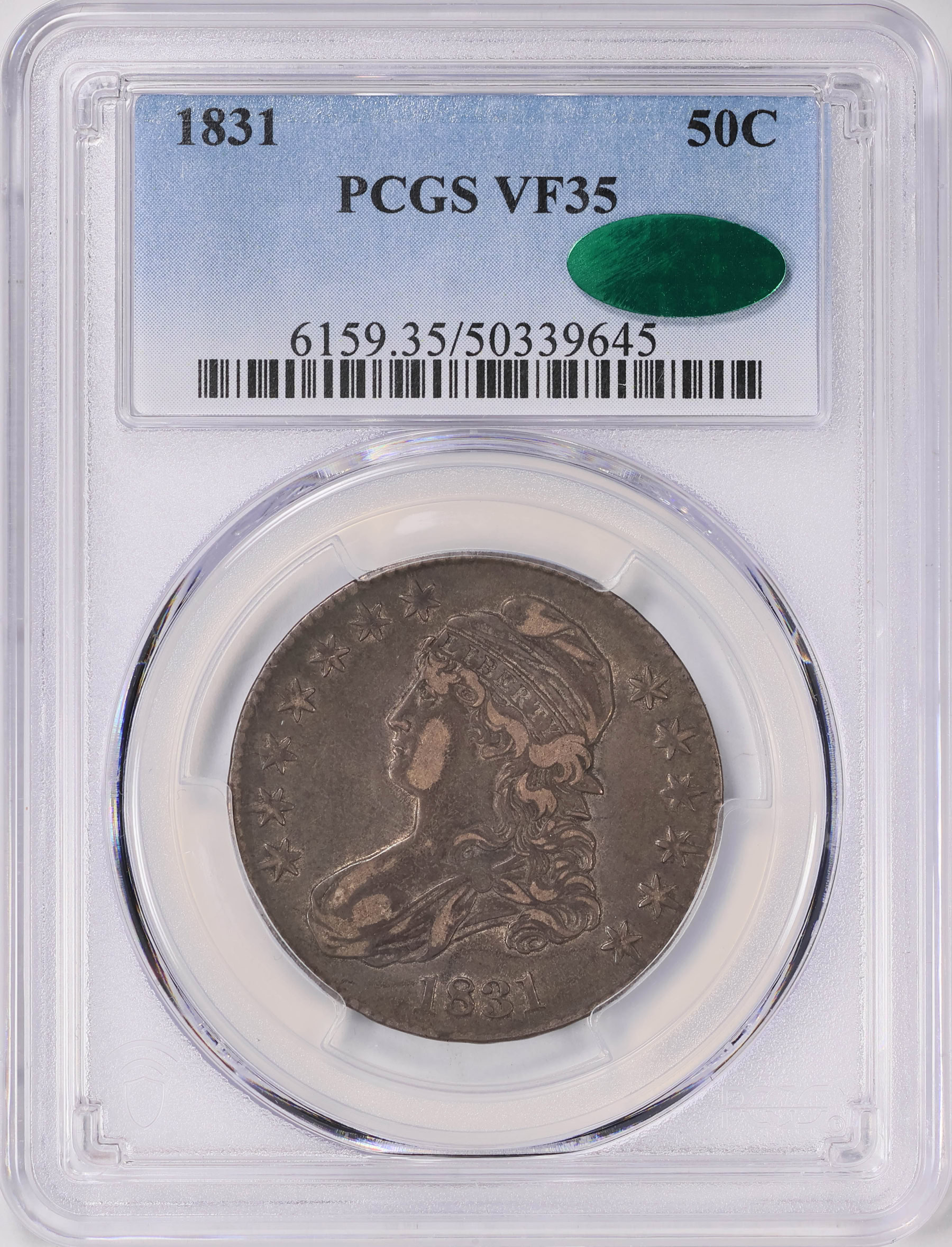 1831 Capped Bust Half Dollar PCGS VF-35 (CAC Green) (Item 1662434) | GreatCollections Coin Auctions