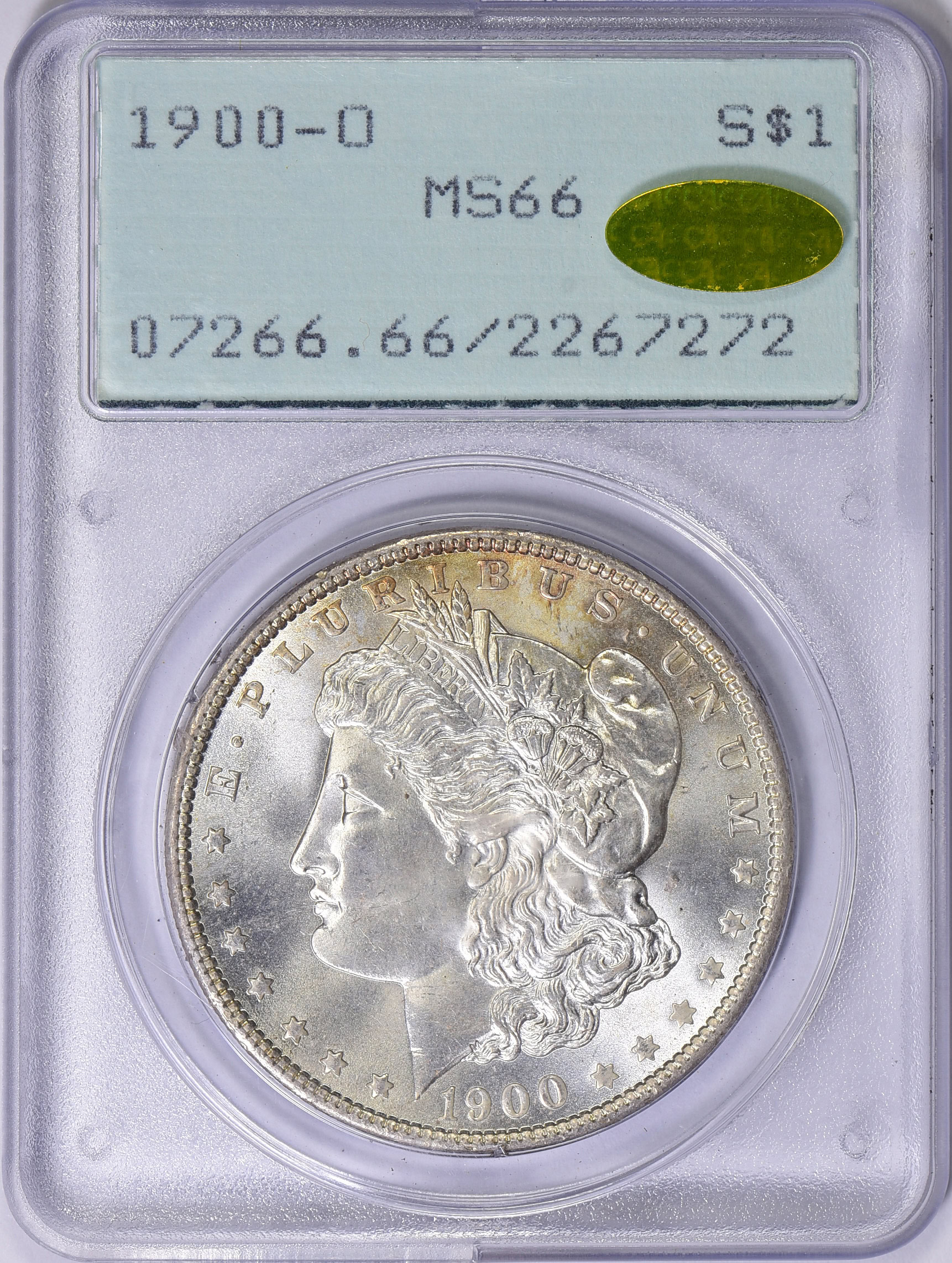 1900-O Morgan Silver Dollar PCGS MS-66 (CAC Gold) OGH (1st Gen) (Toned) (Item 1662486 ...