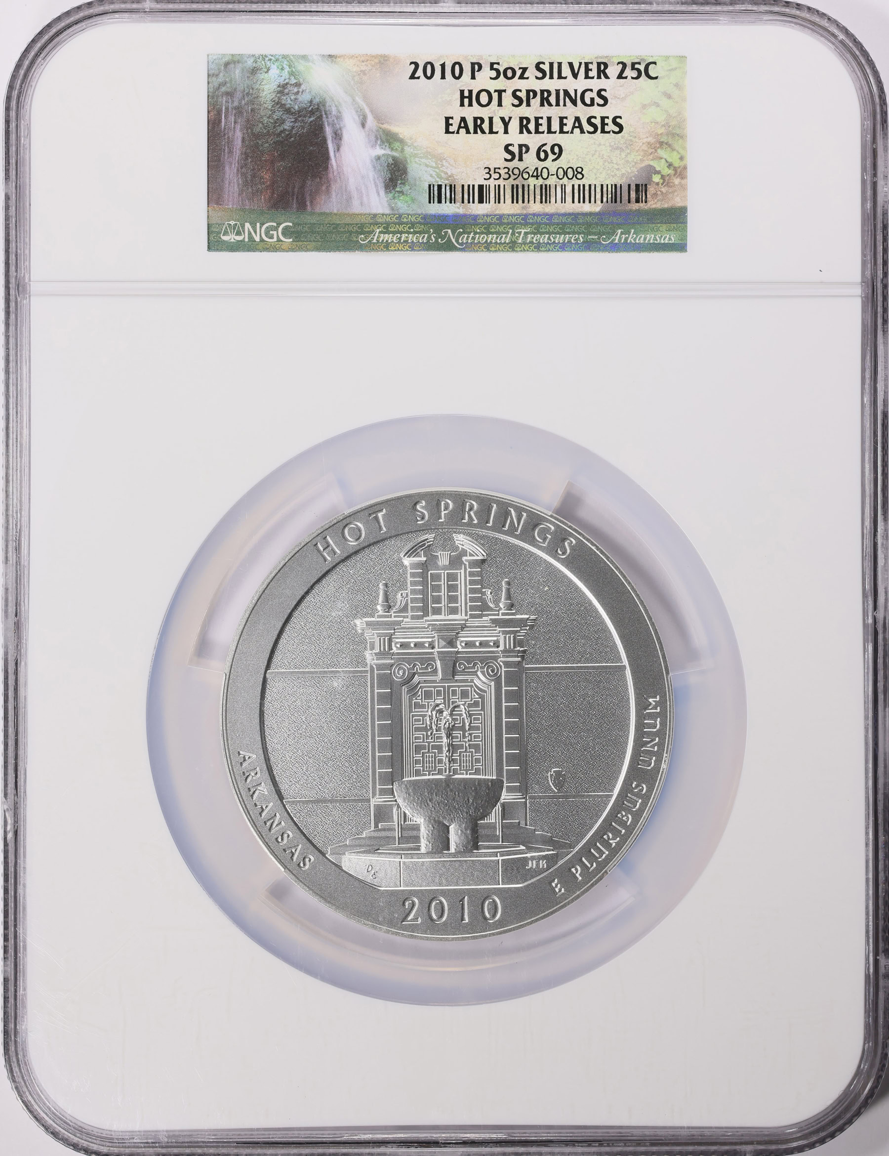 2010-P America the Beautiful 5 oz. Silver Quarter Hot Springs NP Early ...