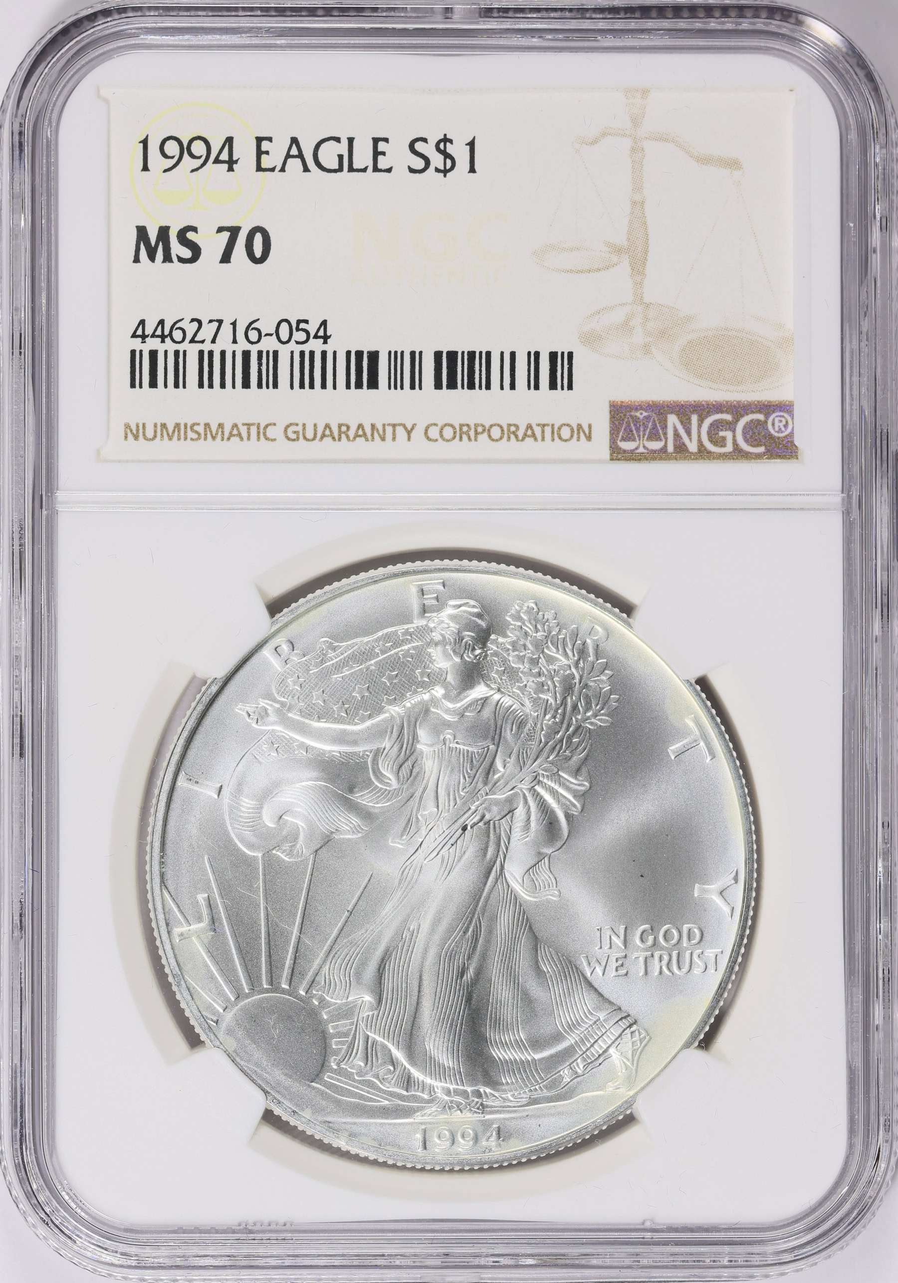 1994 $1 Silver Eagle NGC MS-70 (Item 1662663) | GreatCollections Coin ...
