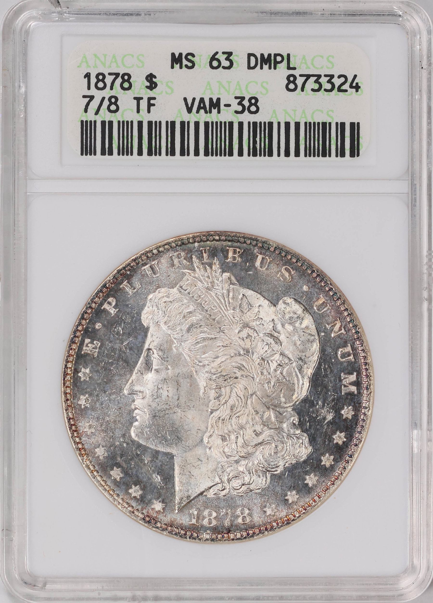 1878 7/8TF Morgan Silver Dollar VAM-38 ANACS MS-63 DMPL OH (Toned) (Item 1662762 ...