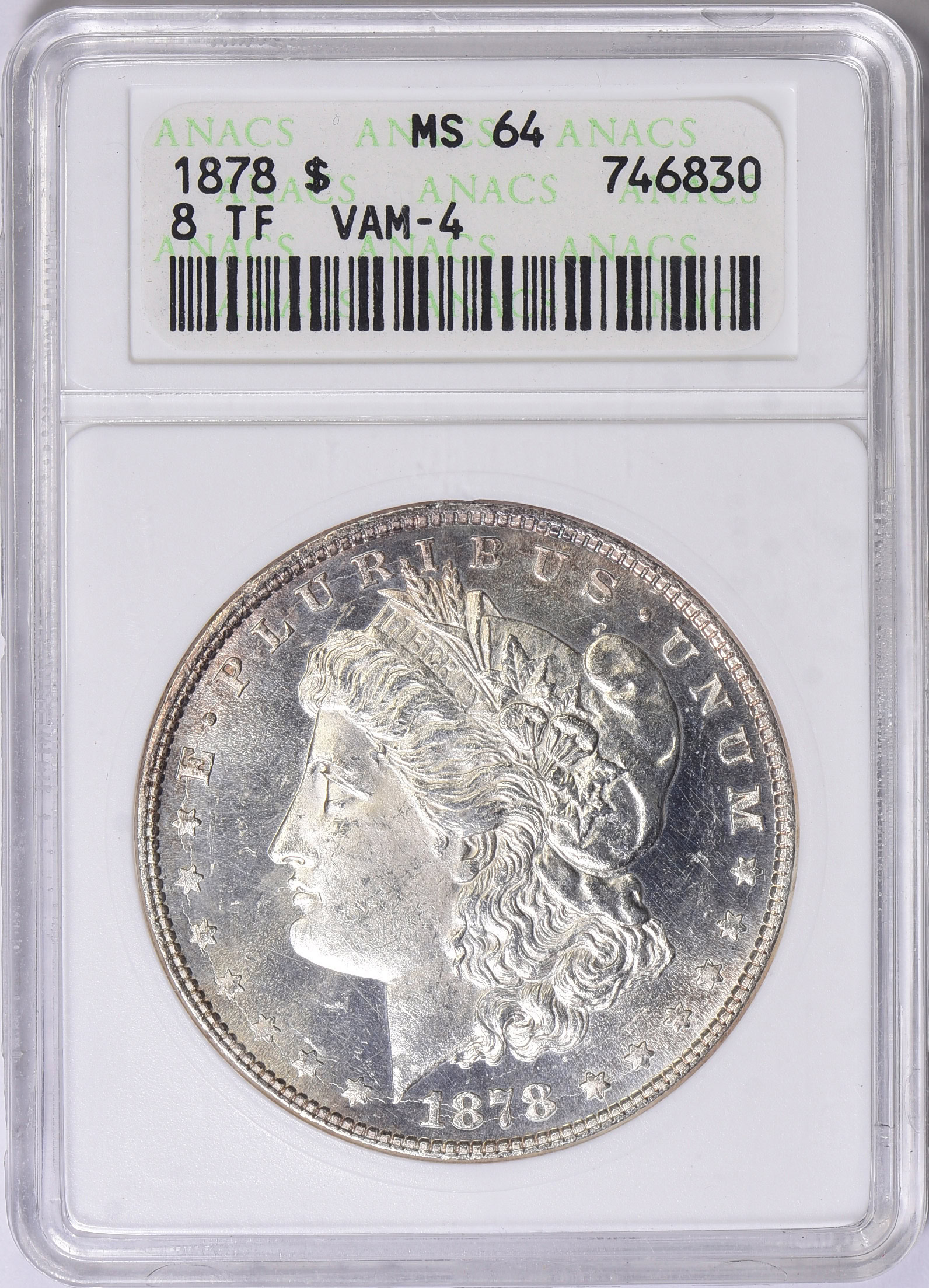 1878 8TF Morgan Silver Dollar VAM-4 ANACS MS-64 OH (Toned) (Item 1662763) | GreatCollections ...