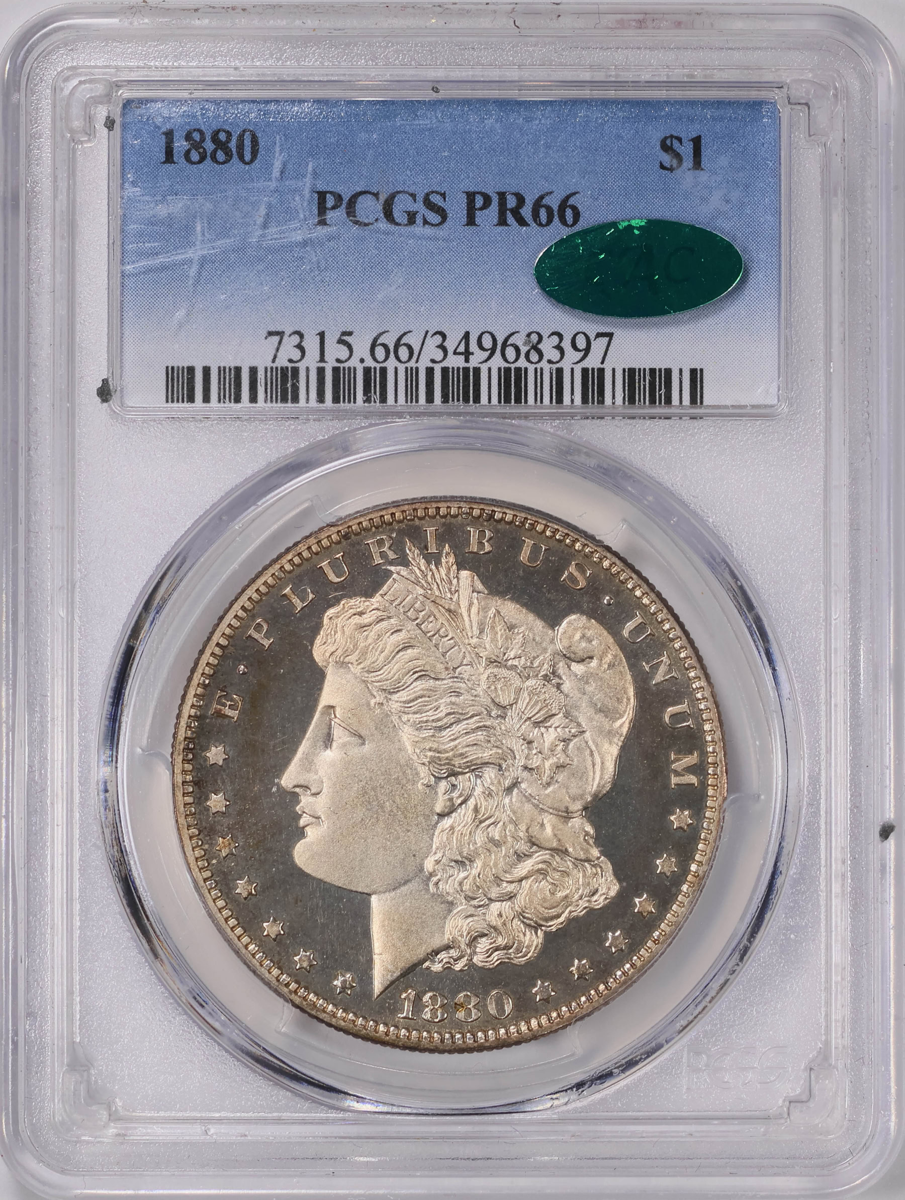 1880 Morgan Silver Dollar PCGS Proof-66 (CAC Green) (Item 1662849) | GreatCollections Coin Auctions
