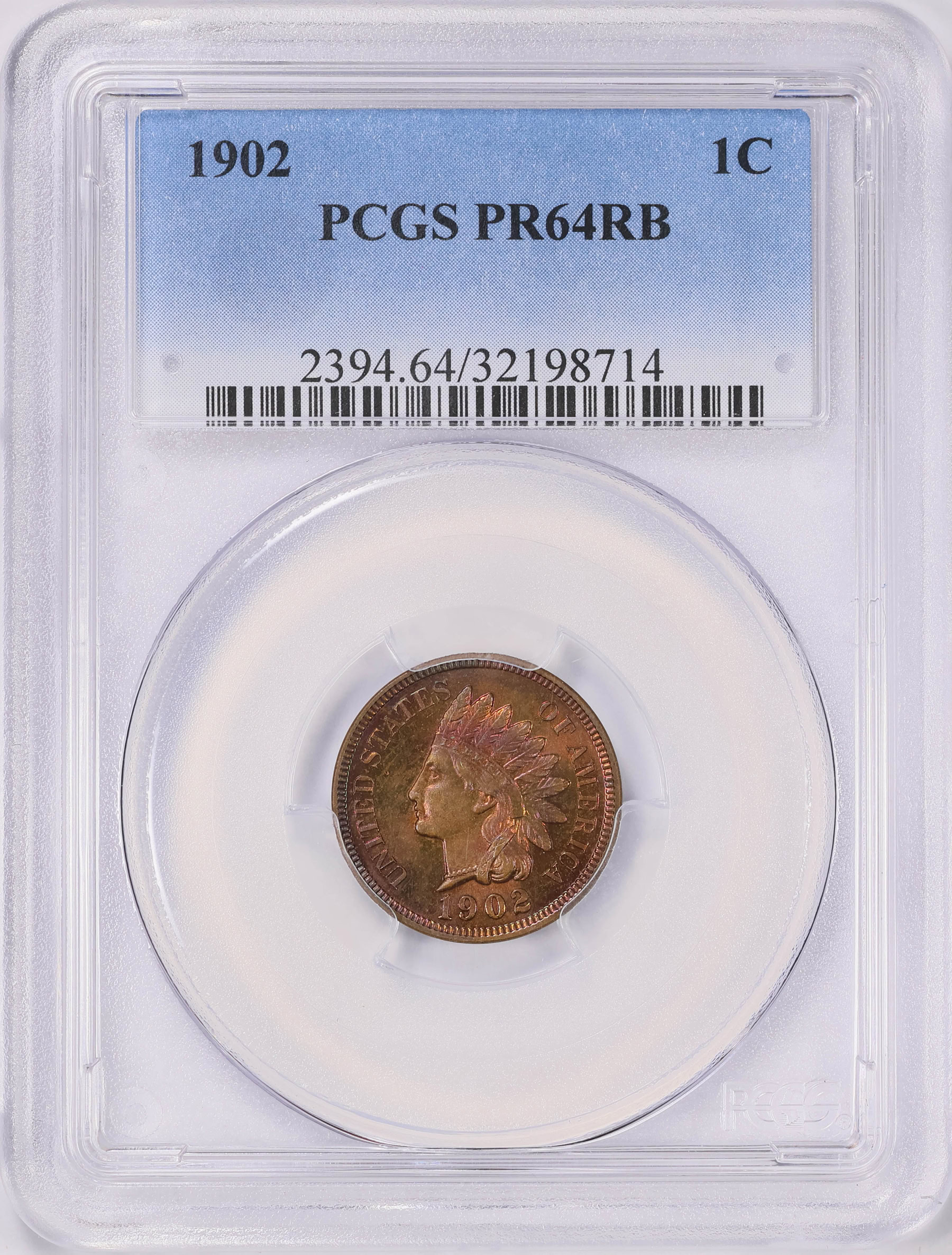 1902 Indian Cent PCGS Proof-64 RB (Toned) (Item 1662852) | GreatCollections Coin Auctions