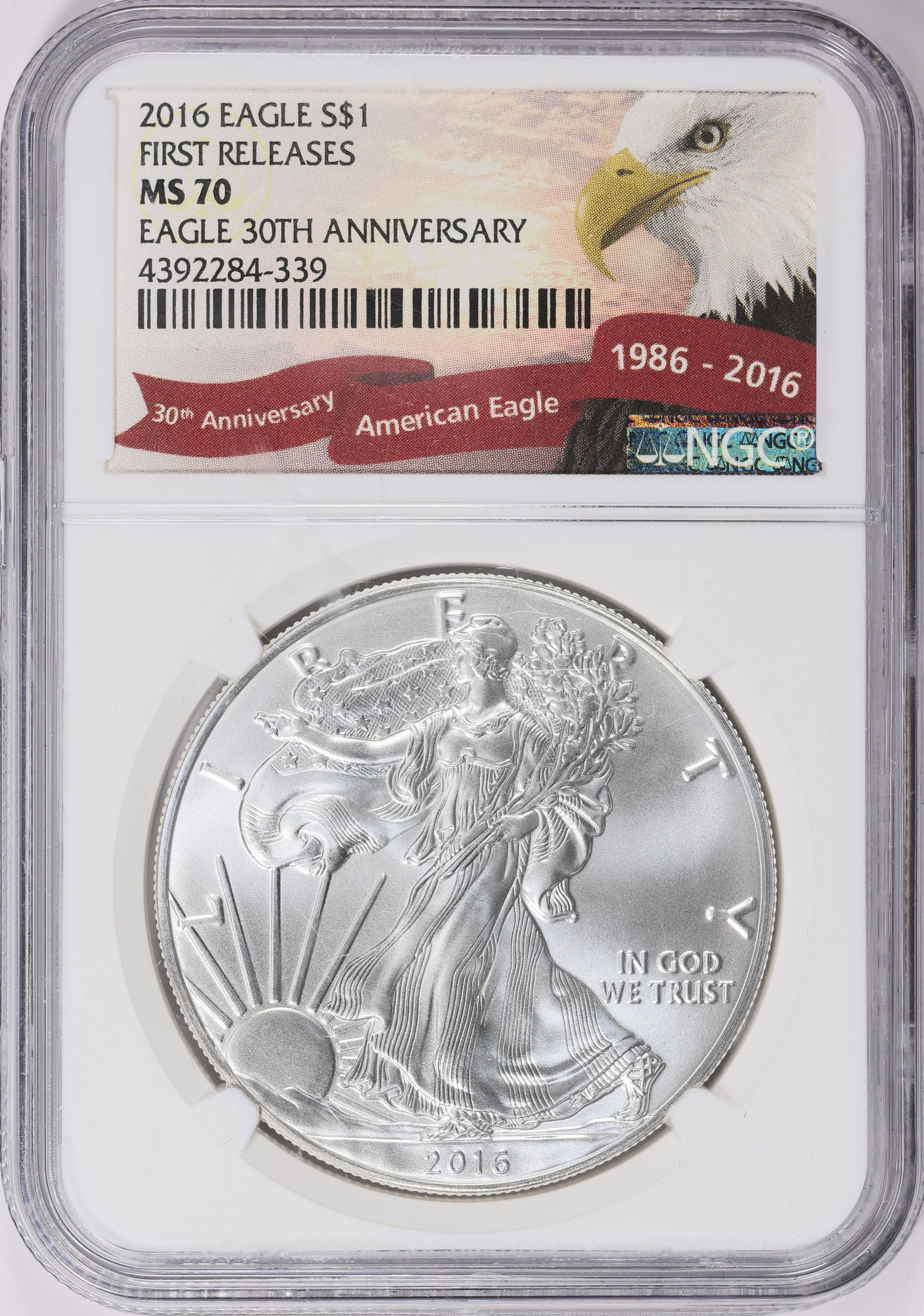 2016 $1 Silver Eagle First Releases 30th Anniversary NGC MS-70 (Item 1662866) | GreatCollections ...