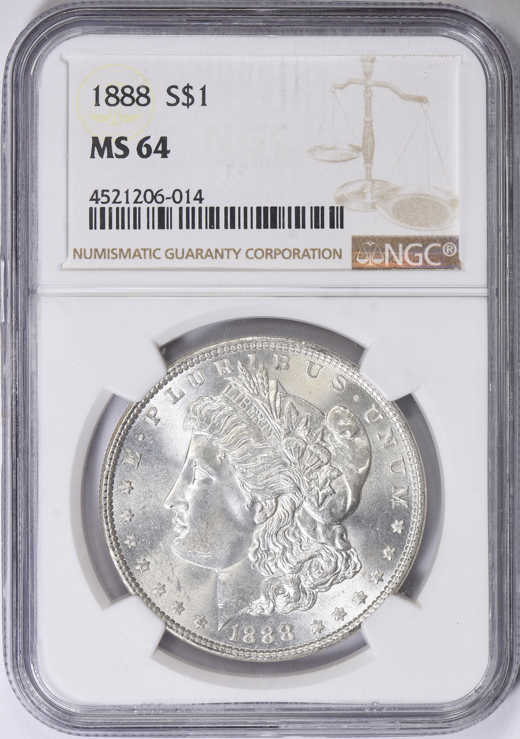 1888 Morgan Silver Dollar NGC MS-64 (Item 1663230) | GreatCollections Coin Auctions