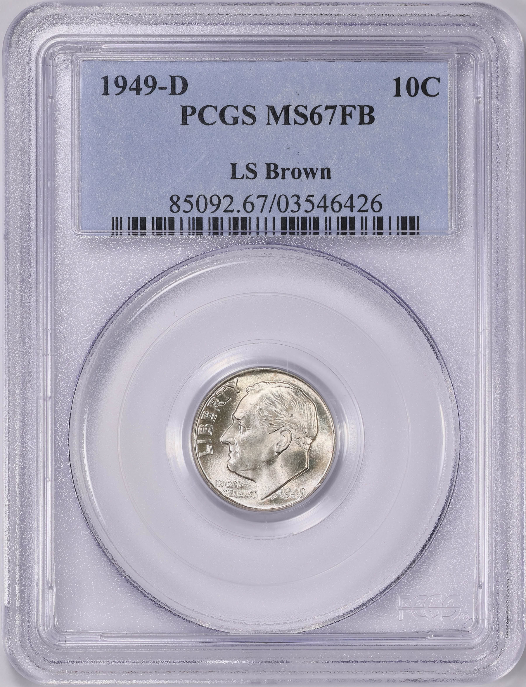 1949-D Roosevelt Dime PCGS MS-67 FB (LS Brown Collection) (Item 1663241) | GreatCollections Coin ...