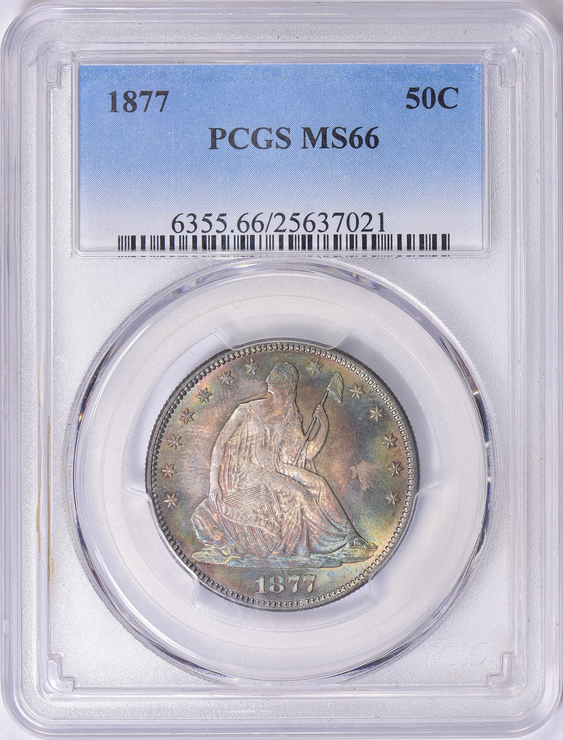 1877 Seated Liberty Half Dollar PCGS MS-66 (Toned) (Item 1663279) | GreatCollections Coin Auctions