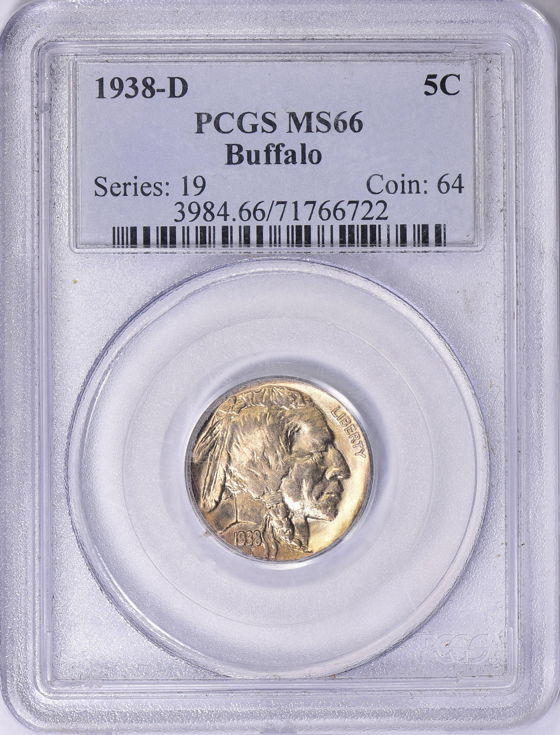 1938-D Buffalo Nickel PCGS MS-66 (Item 1663359) | GreatCollections Coin Auctions