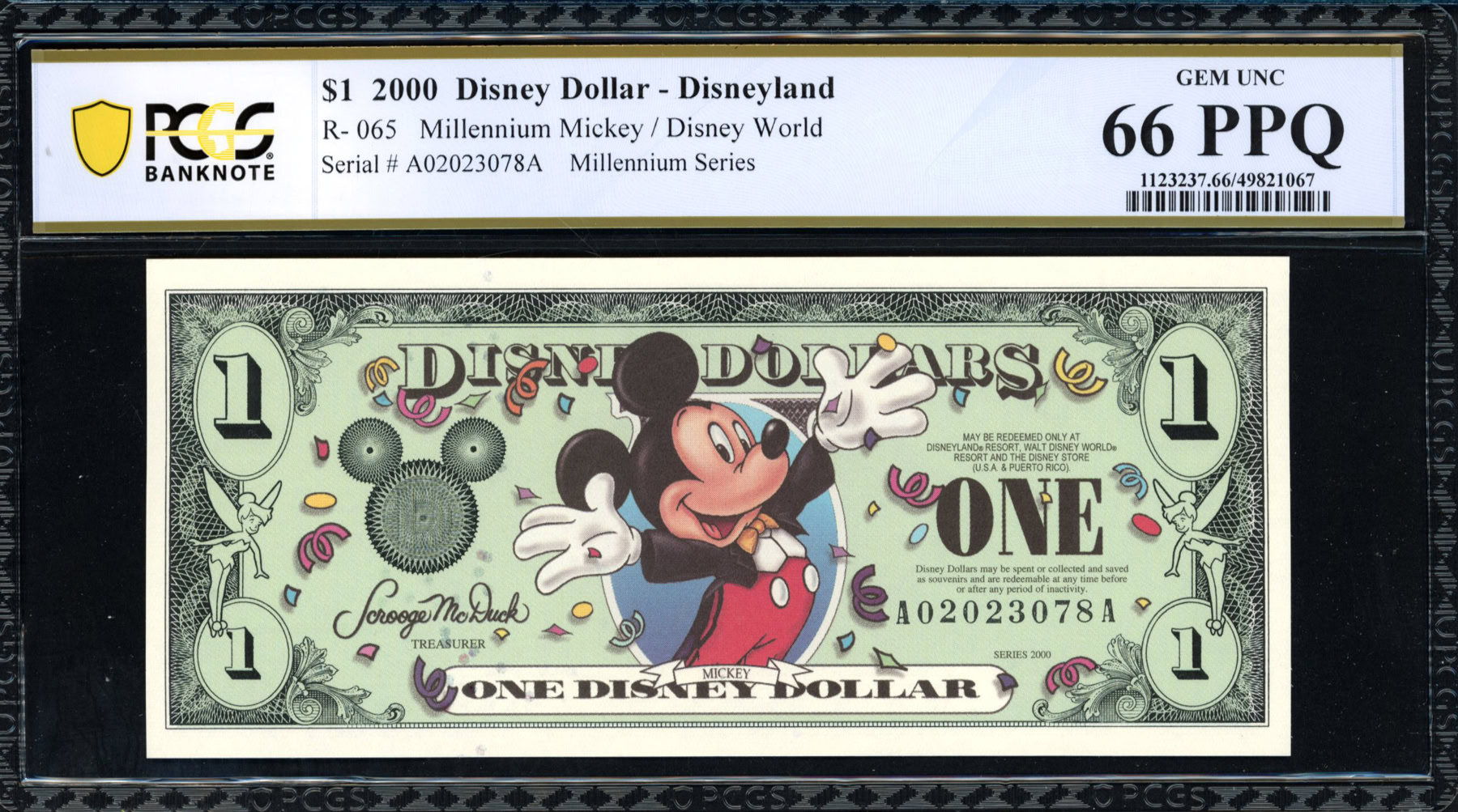 2000 Disneyland $1 Disney Dollar Mickey / Epcot Center / Millennium ...