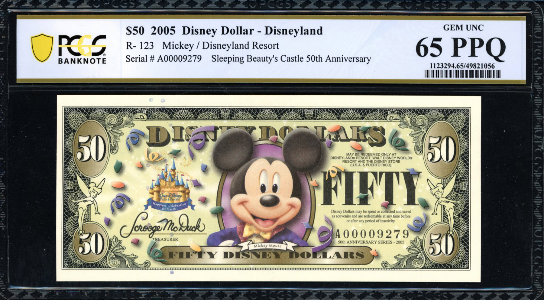 2005 Disneyland $50 Disney Dollar Mickey Mouse / Sleeping Beauty's ...