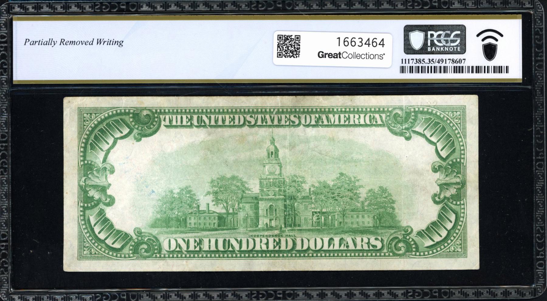 Fr. 2405 (AA block) 1928 $100 Gold Certificate Note Woods / Mellon PCGS ...