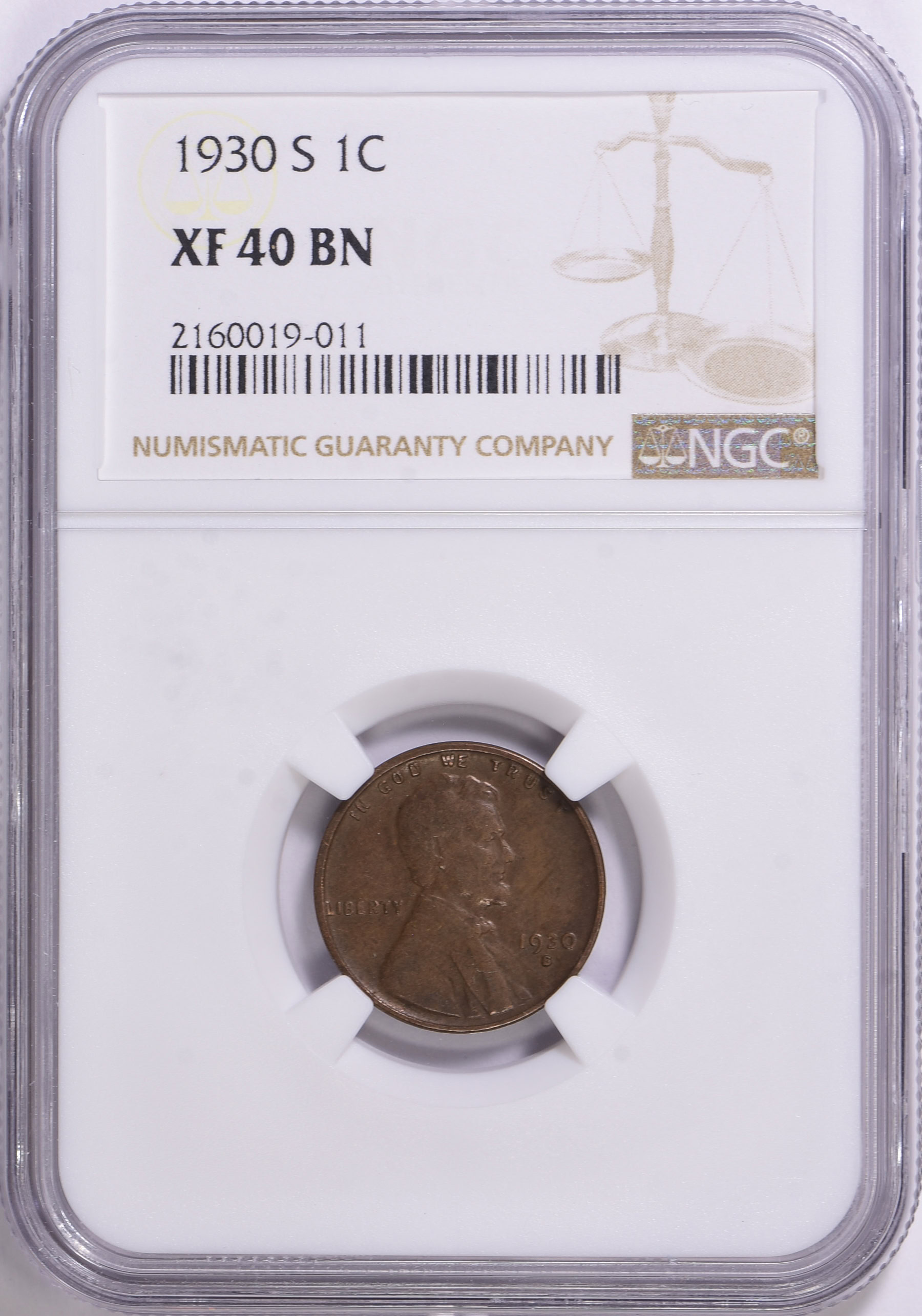 1930-S Lincoln Cent NGC XF-40 BN (Item 1663473) | GreatCollections Coin ...