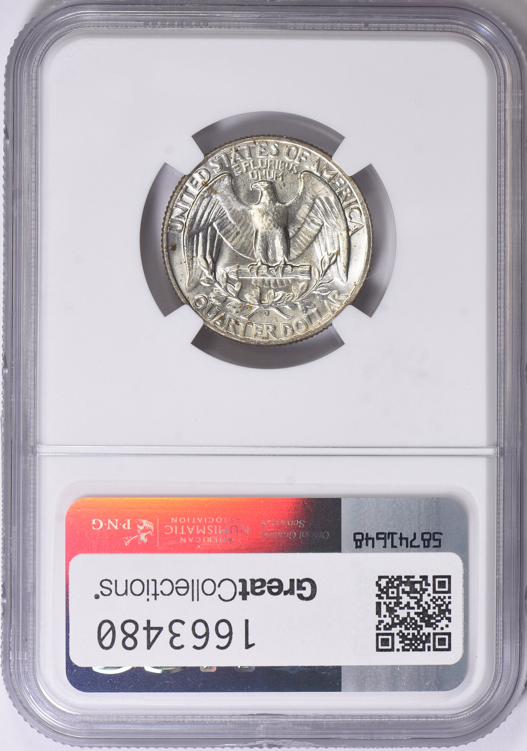 1964-D Washington Quarter NGC MS-64 (Item 1663480) | GreatCollections ...