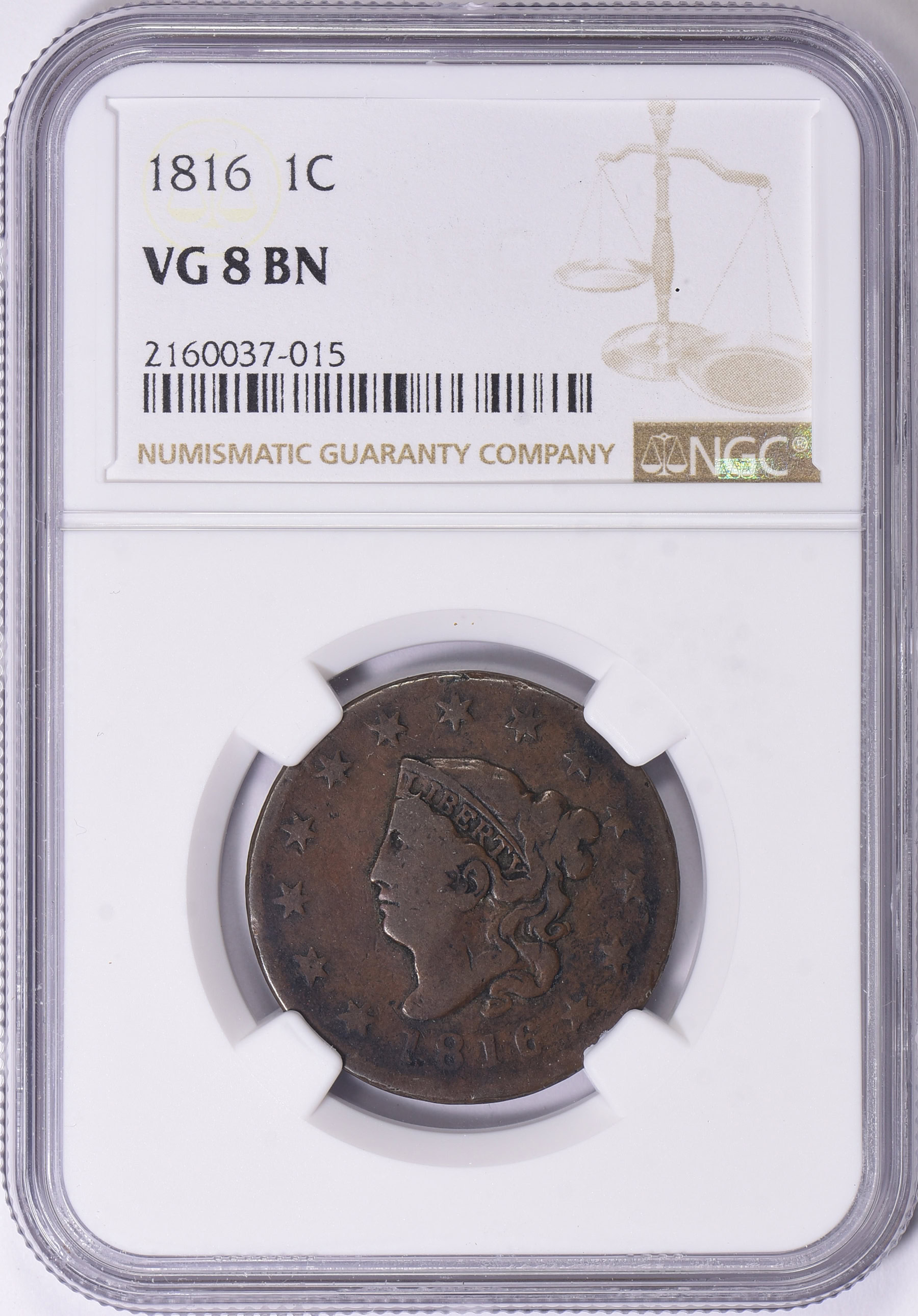 1816 Matron Cent NGC VG-08 BN (Item 1663511) | GreatCollections Coin ...