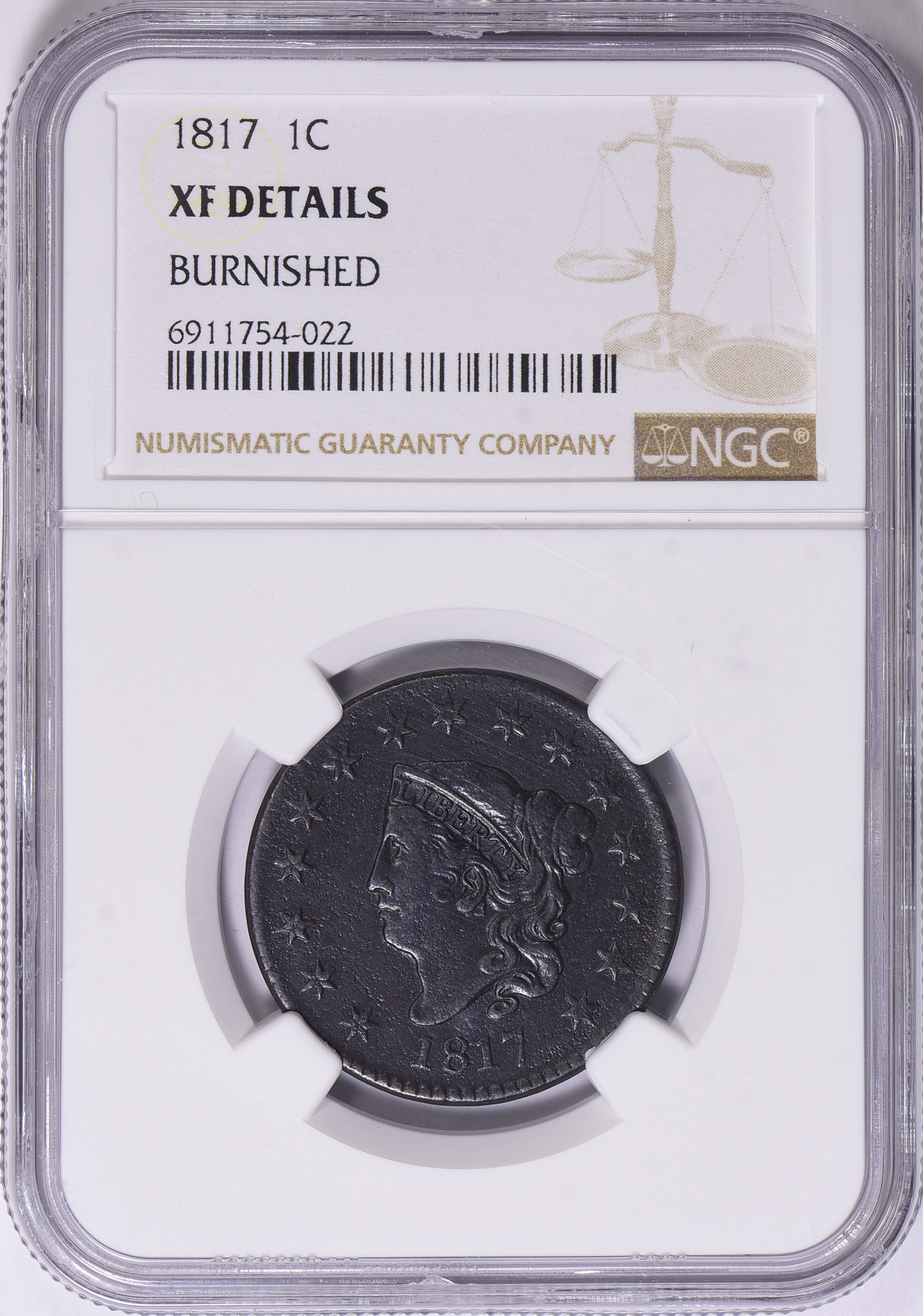 1817 Matron Cent NGC XF Details (Item 1663519) | GreatCollections Coin ...