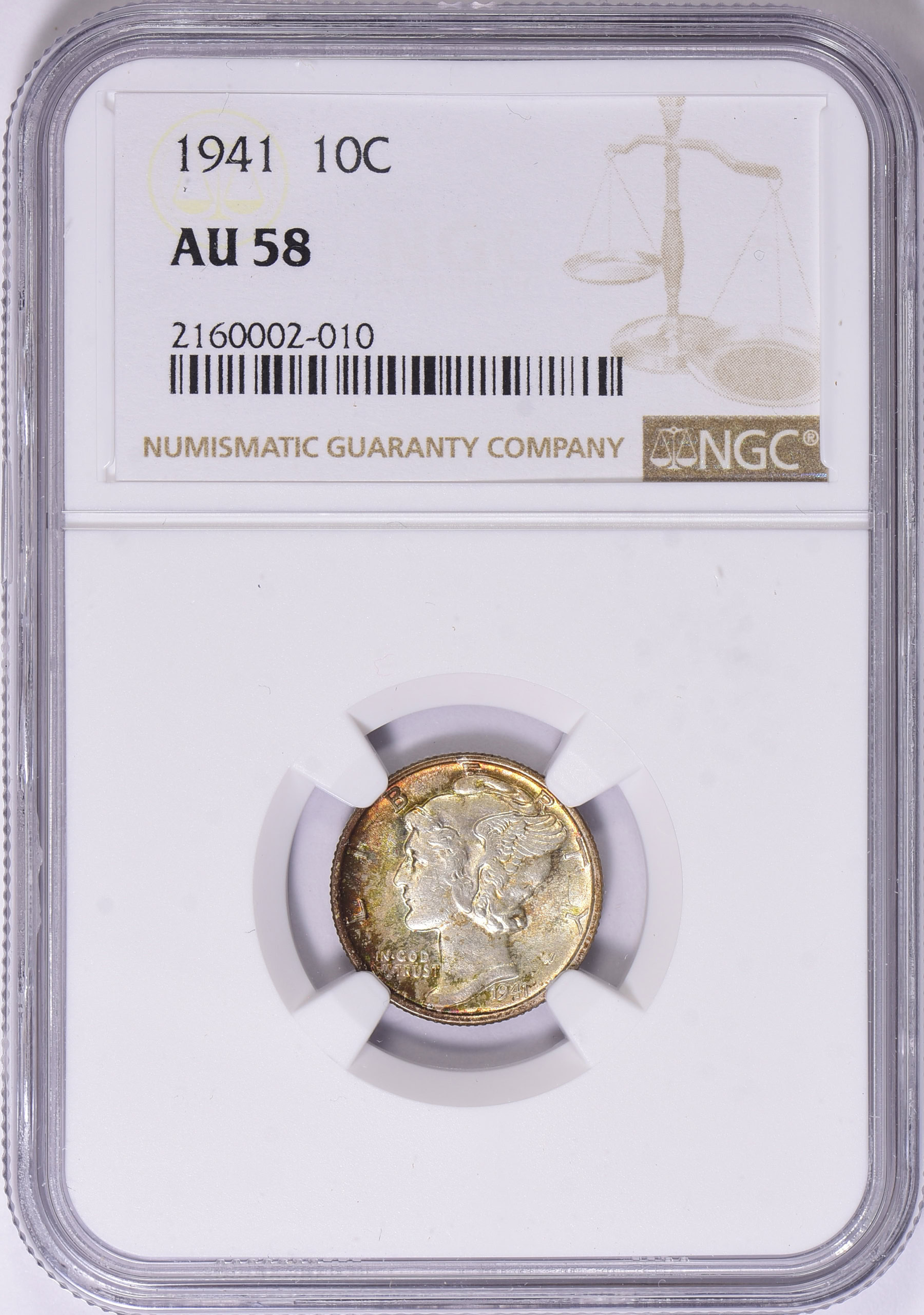 1941 Mercury Dime NGC AU-58 (Toned) (Item 1663521) | GreatCollections Coin Auctions