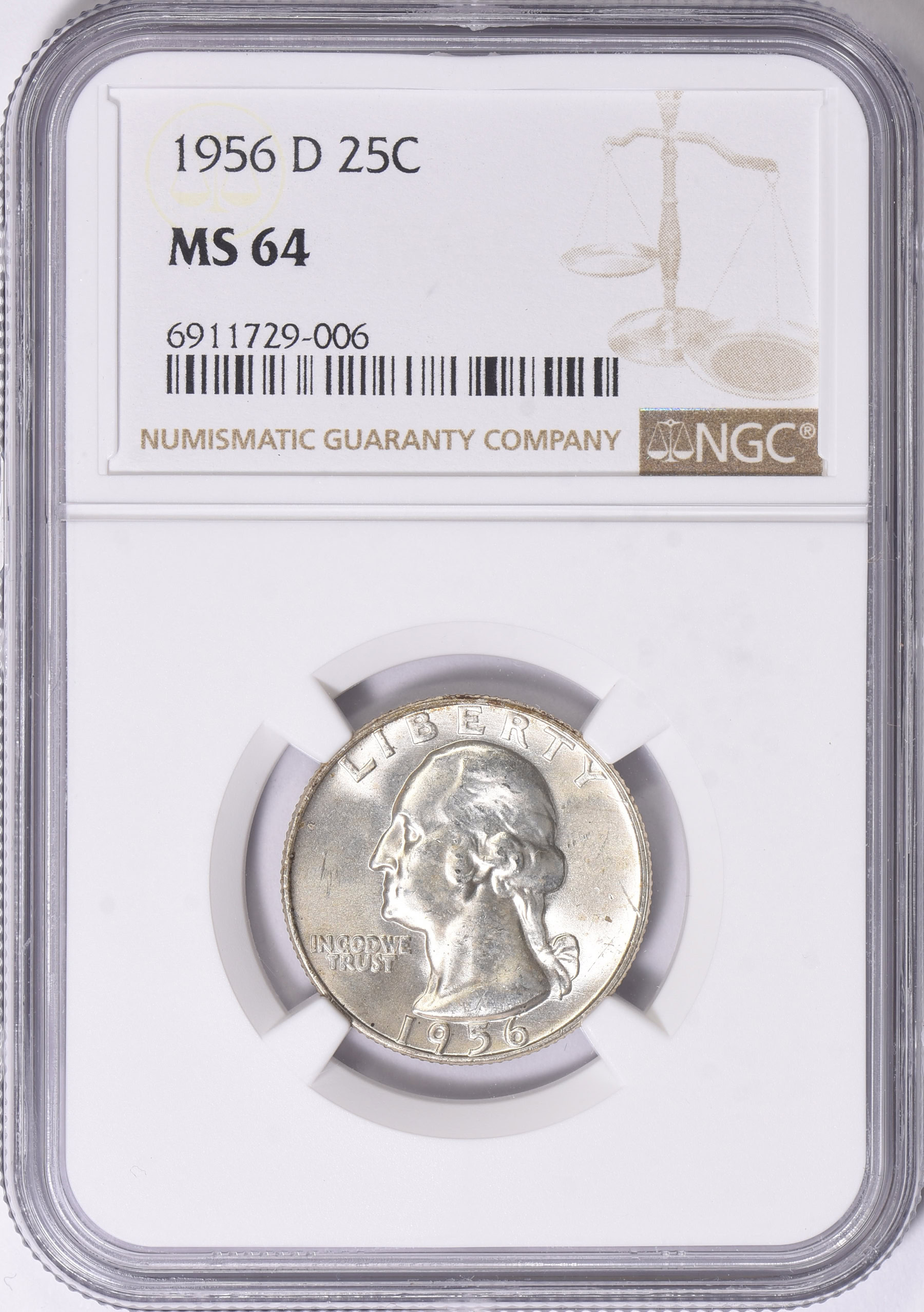 1956-D Washington Quarter NGC MS-64 (Item 1663608) | GreatCollections Coin Auctions