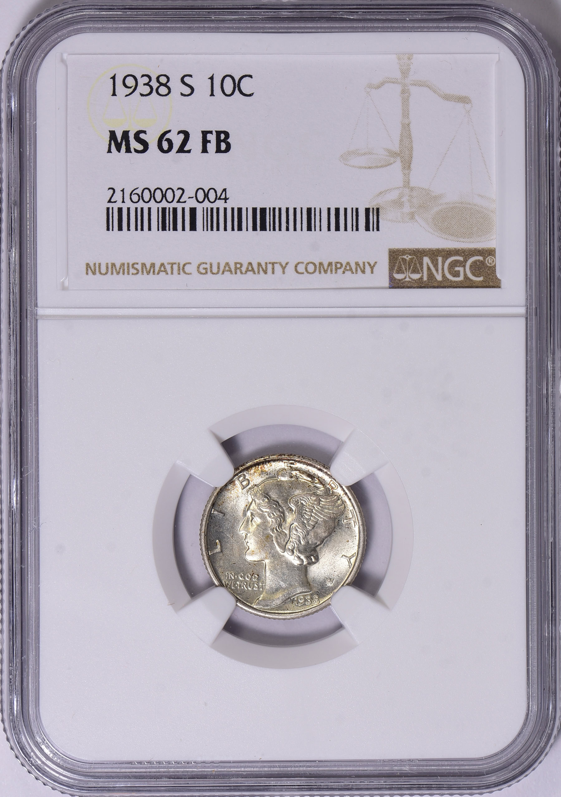 1938-S Mercury Dime NGC MS-62 FB (Item 1663661) | GreatCollections Coin Auctions