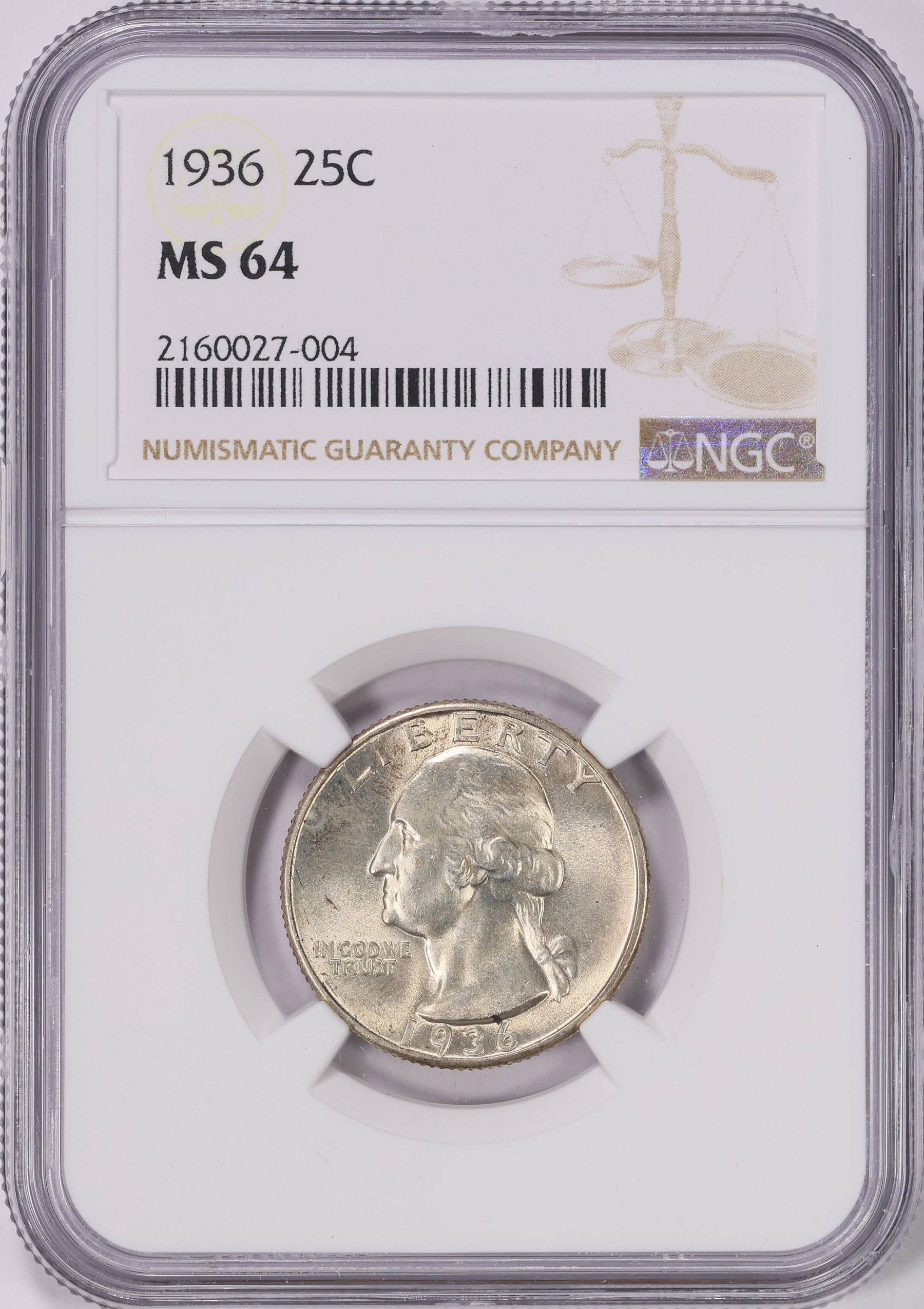 1936 Washington Quarter NGC MS-64 (Item 1663729) | GreatCollections ...